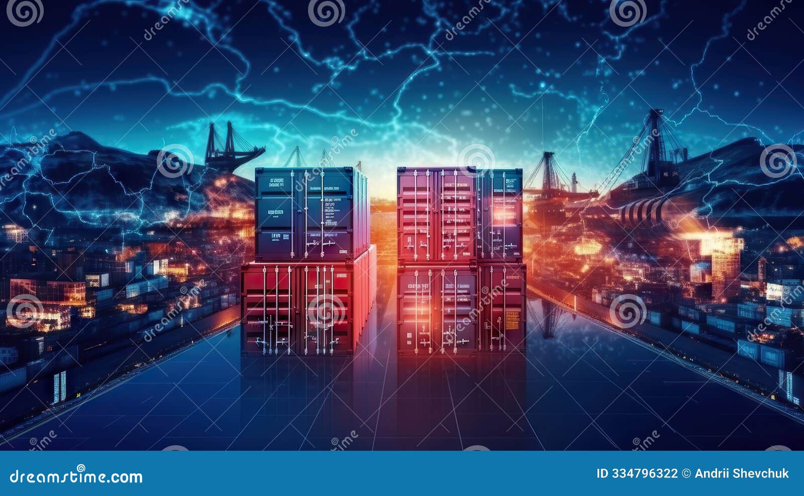 Global Shipping Logistics Concept with Cargo Containers and Connected ...