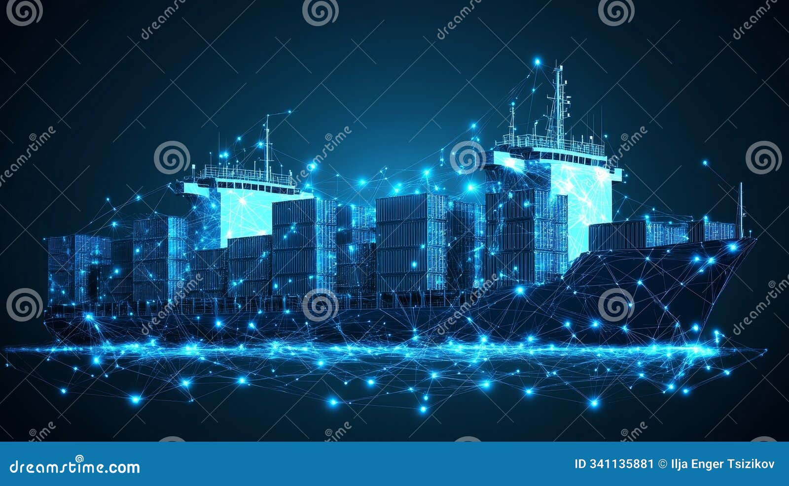 Global Shipping and LogisticsCargo Vessel with Network Connection,Big ...