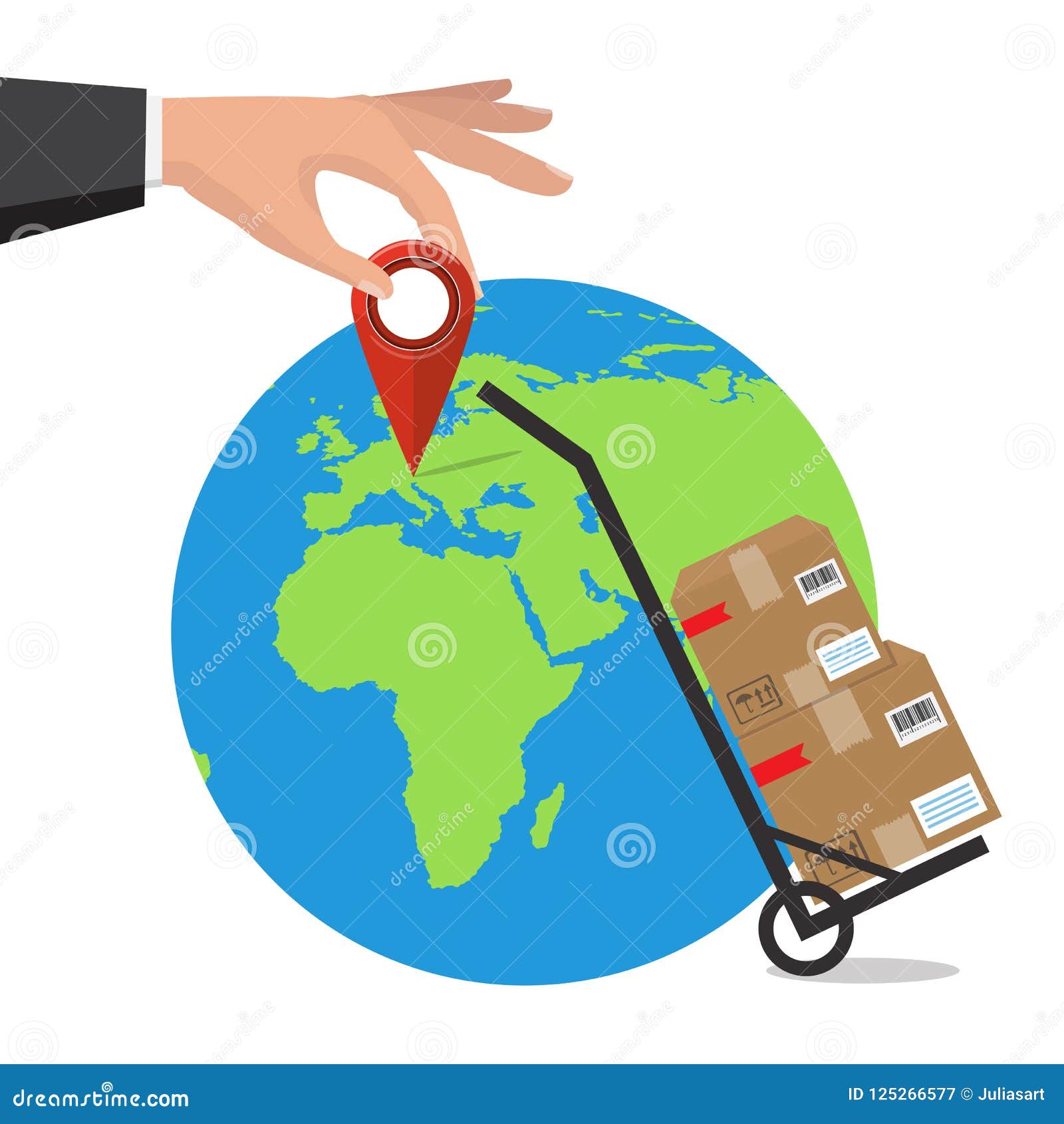 International Delivery Services. Vector Illustration. Global Shipping ...