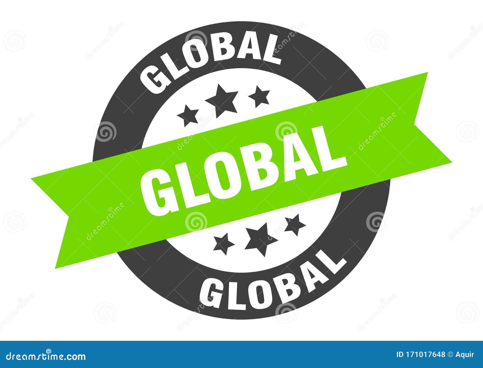 Global Sign. Global Round Ribbon Sticker Stock Vector - Illustration of ...
