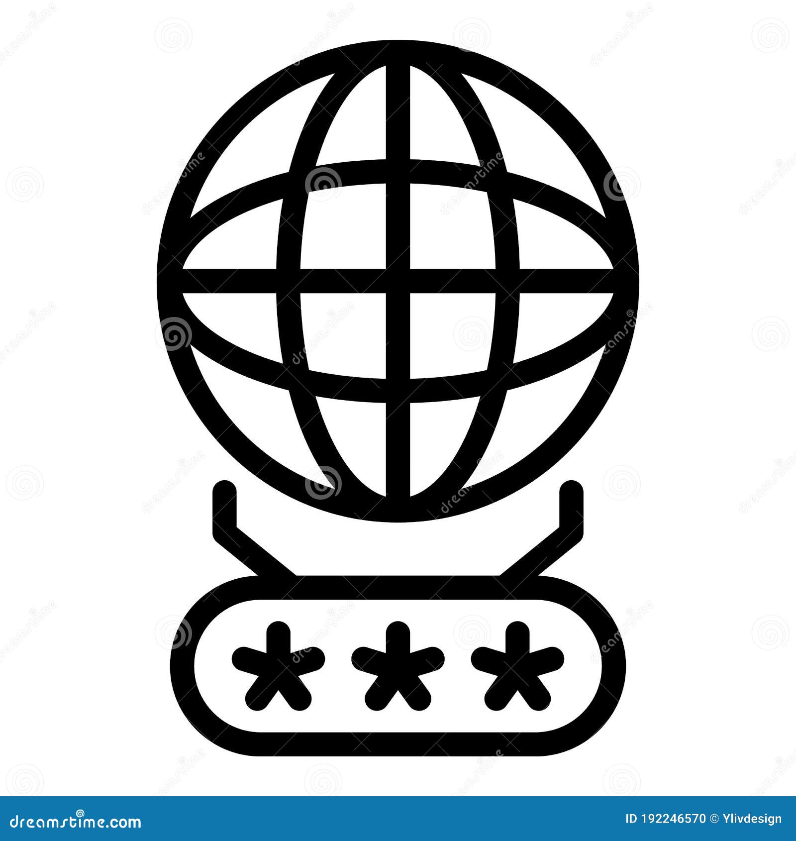 Global Smart Authentication Icon, Outline Style Stock Vector ...
