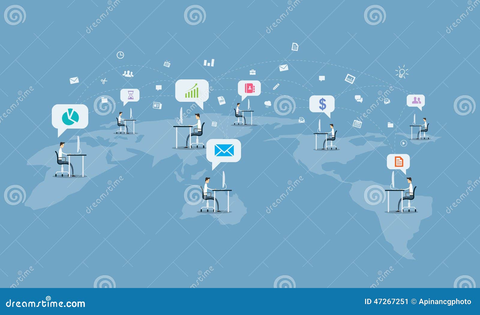 Global Social Business Communication Connection Background Stock Vector ...
