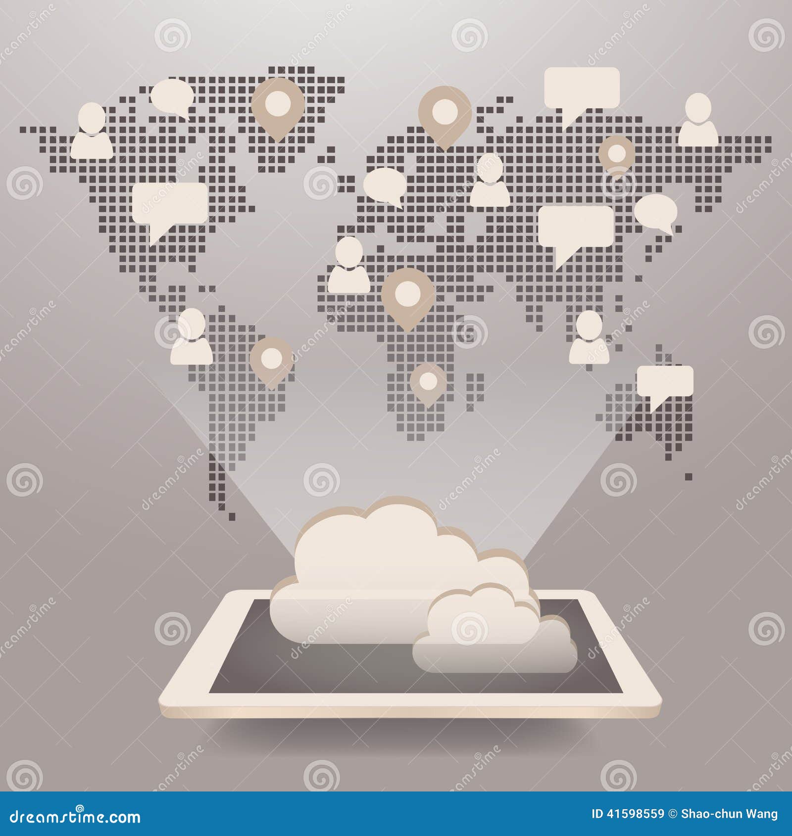 Global Social Media and Cloud Computing Concept Stock Vector ...