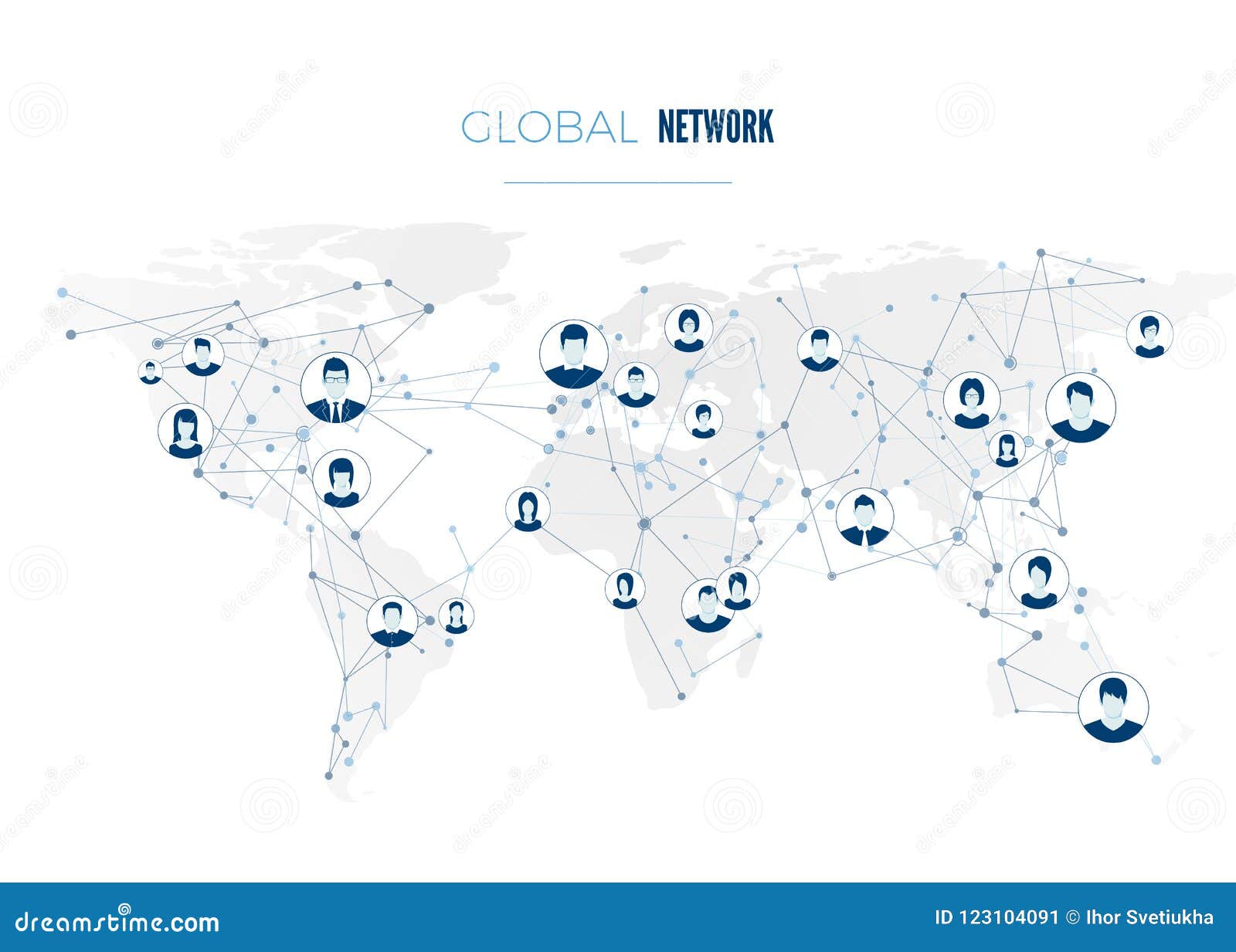 Global Social Network Connection. User Avatars Connected To the ...