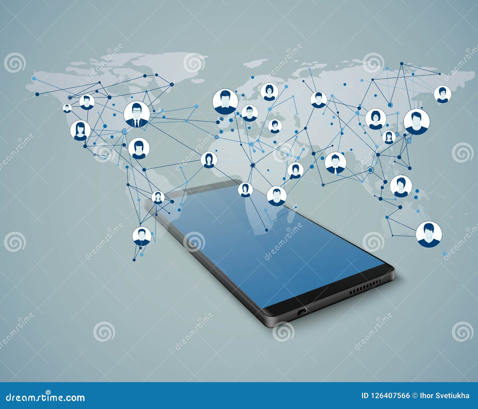 Global Social Network. Mobile Chat. Network Connection. Access To ...