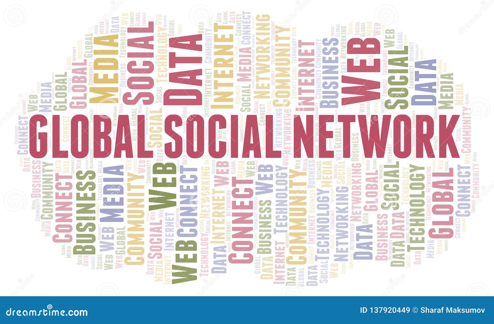 Global Social Network Word Cloud Stock Illustration - Illustration of ...