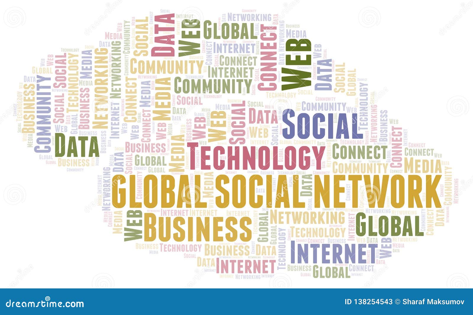 Global Social Network Word Cloud Stock Illustration - Illustration of ...