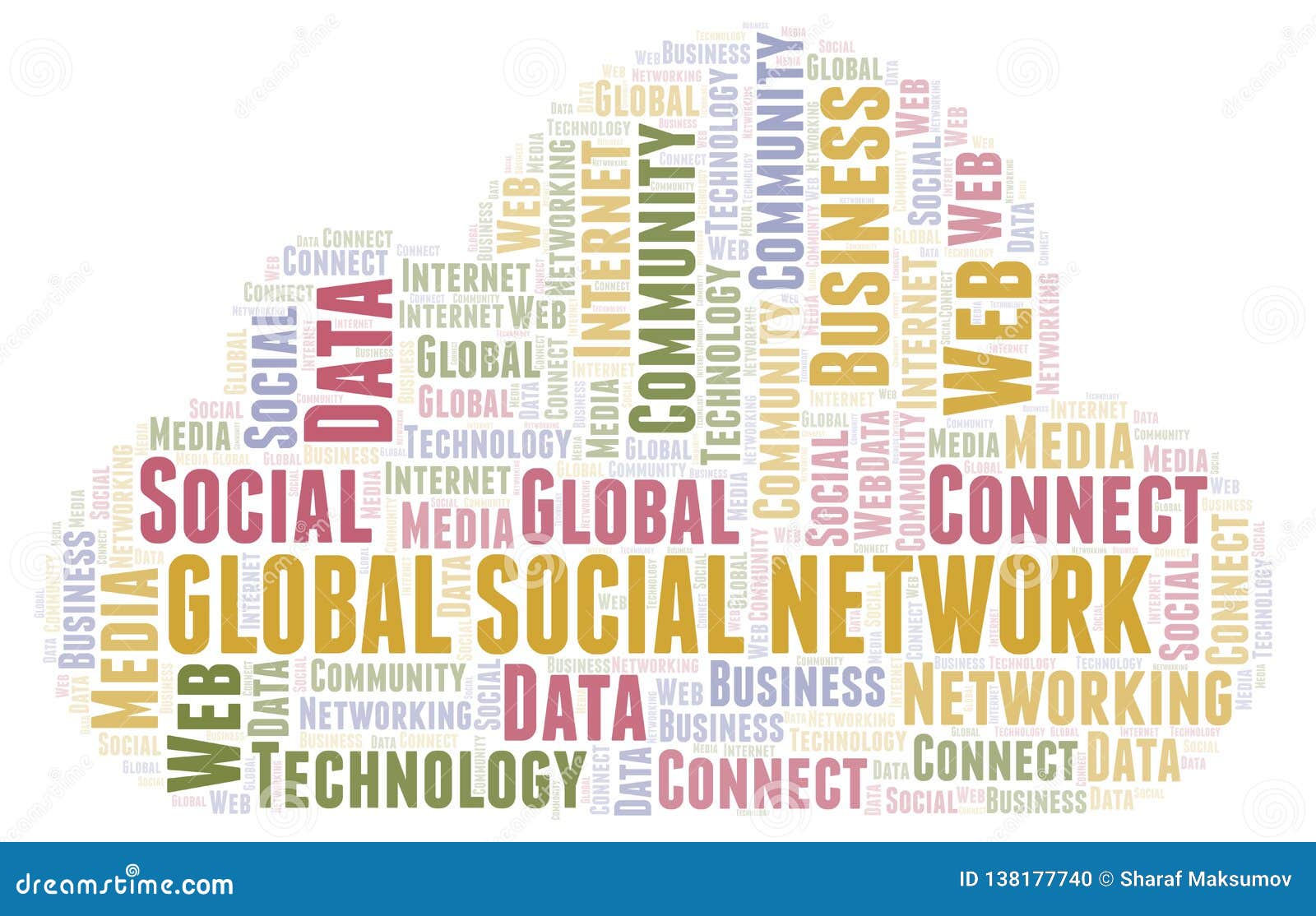 Global Social Network Word Cloud Stock Illustration - Illustration of ...