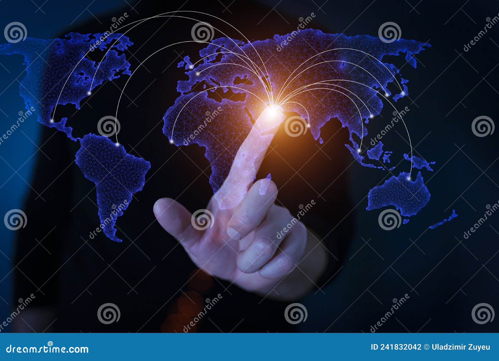 Global Social and Technology Network Communication Concept. Businessman ...