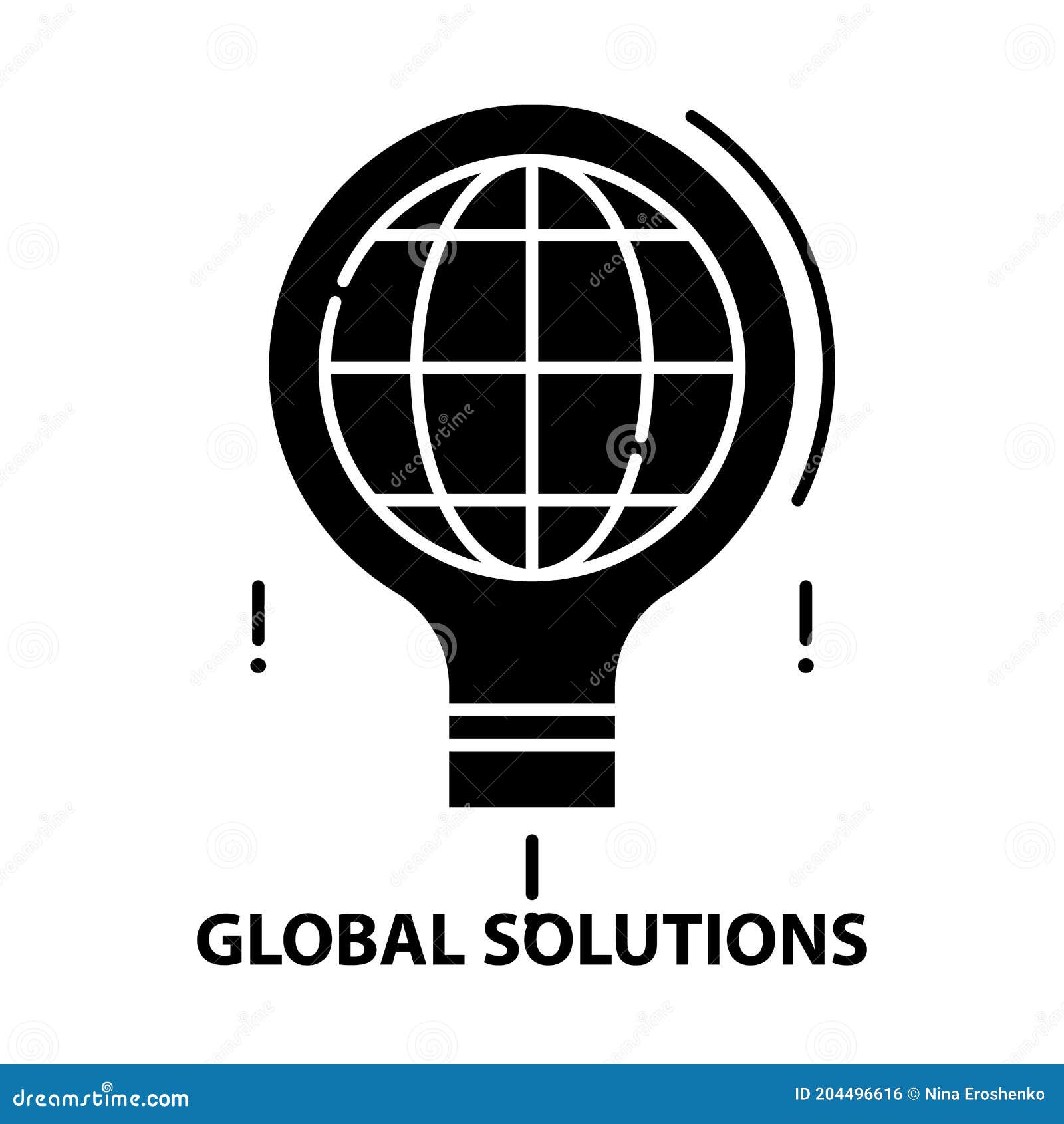 Global Solutions Icon, Black Vector Sign with Editable Strokes, Concept ...