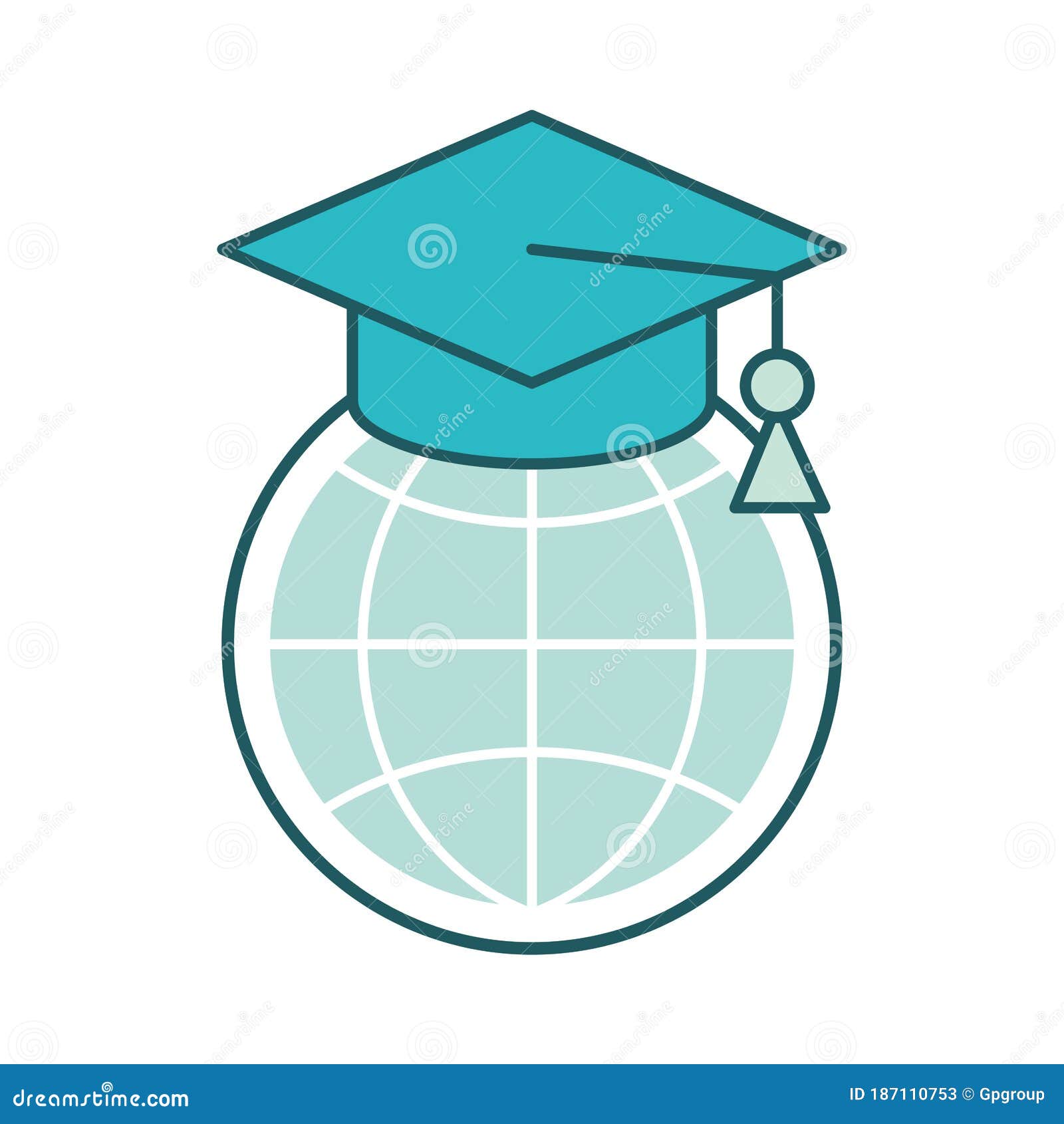 Global Sphere with Graduation Cap Line and Fill Style Icon Vector ...