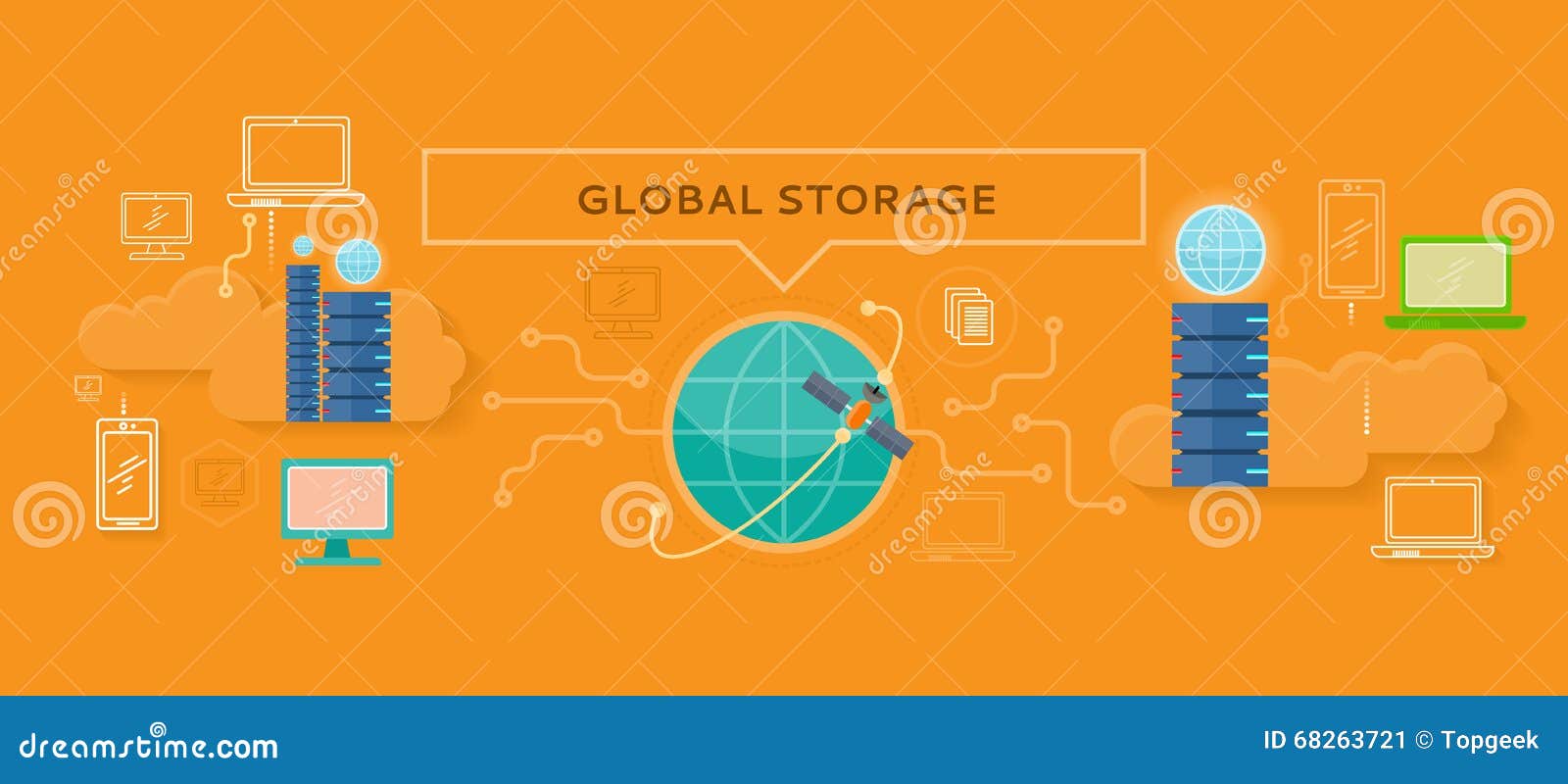 Global Storage Design Flat Concept Stock Illustration - Illustration of ...