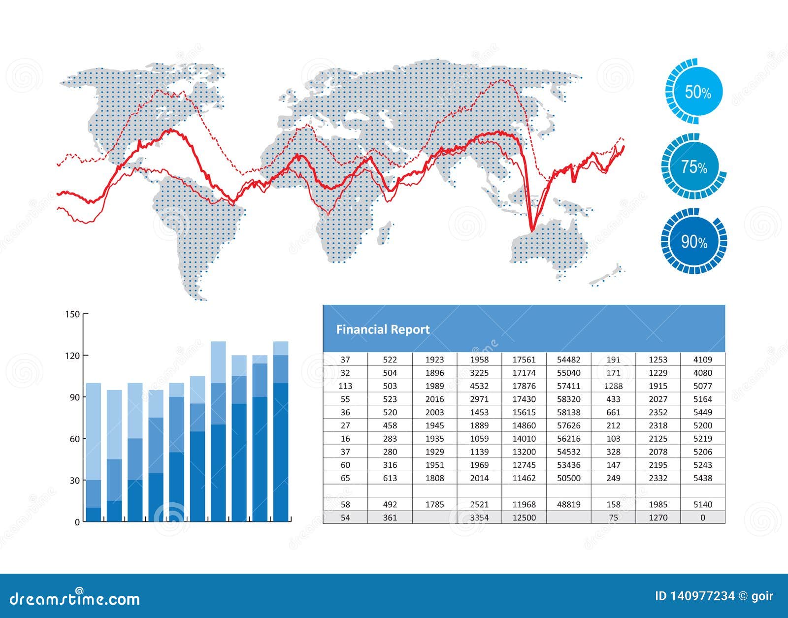Global strategic report stock illustration. Illustration of figures ...