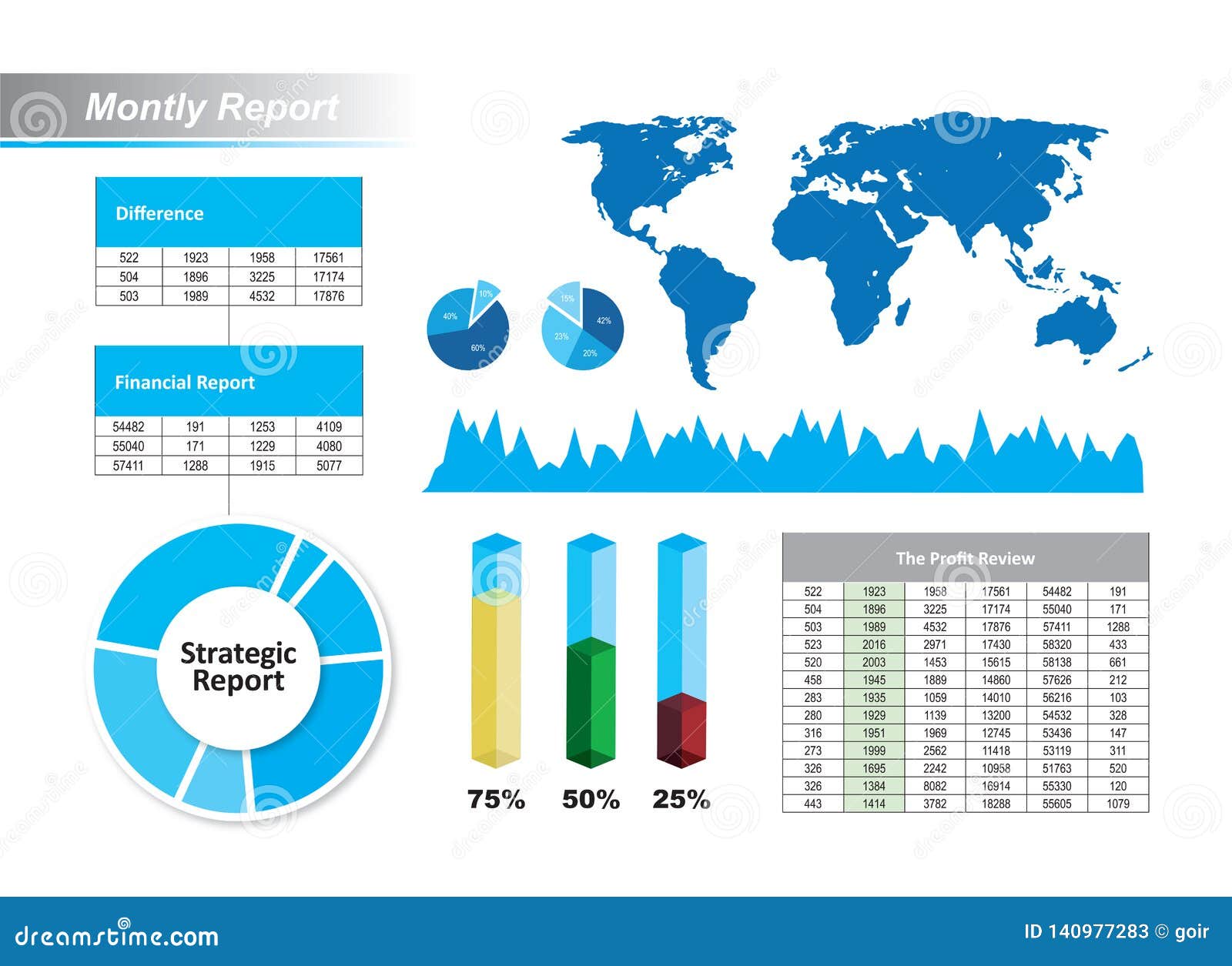 Global strategic report stock illustration. Illustration of computer ...
