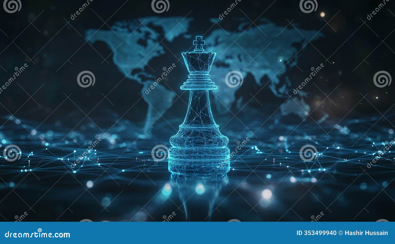 Global Strategy Chess King Digital Network Concept Stock Illustration ...