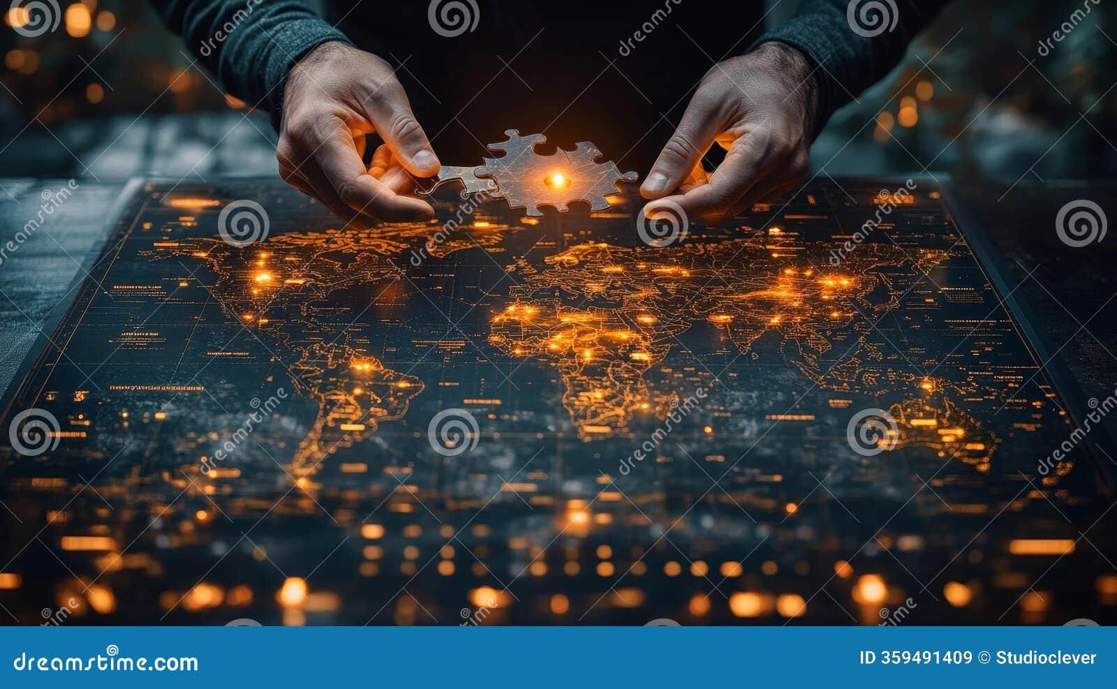 Global Strategy and Connection Illustrated by World Map Puzzle Stock ...