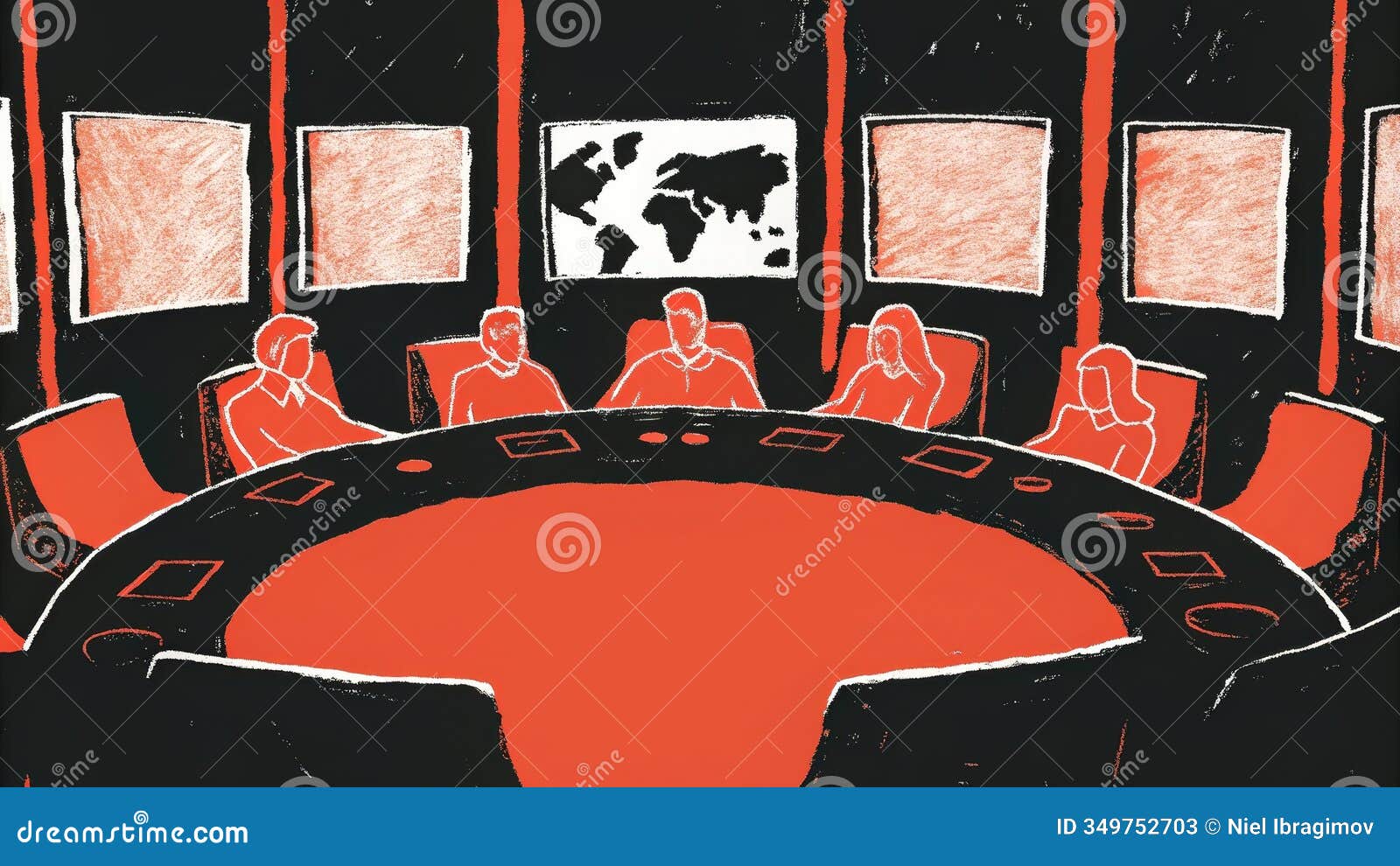 Global Strategy Meeting: Diverse Team Collaborating at Round Table with ...