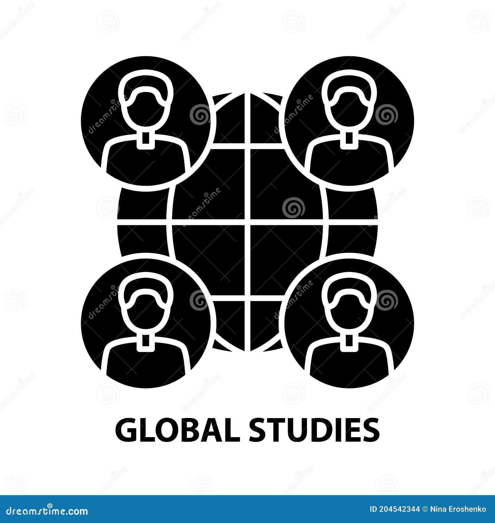 Global Studies Icon, Black Vector Sign with Editable Strokes, Concept ...