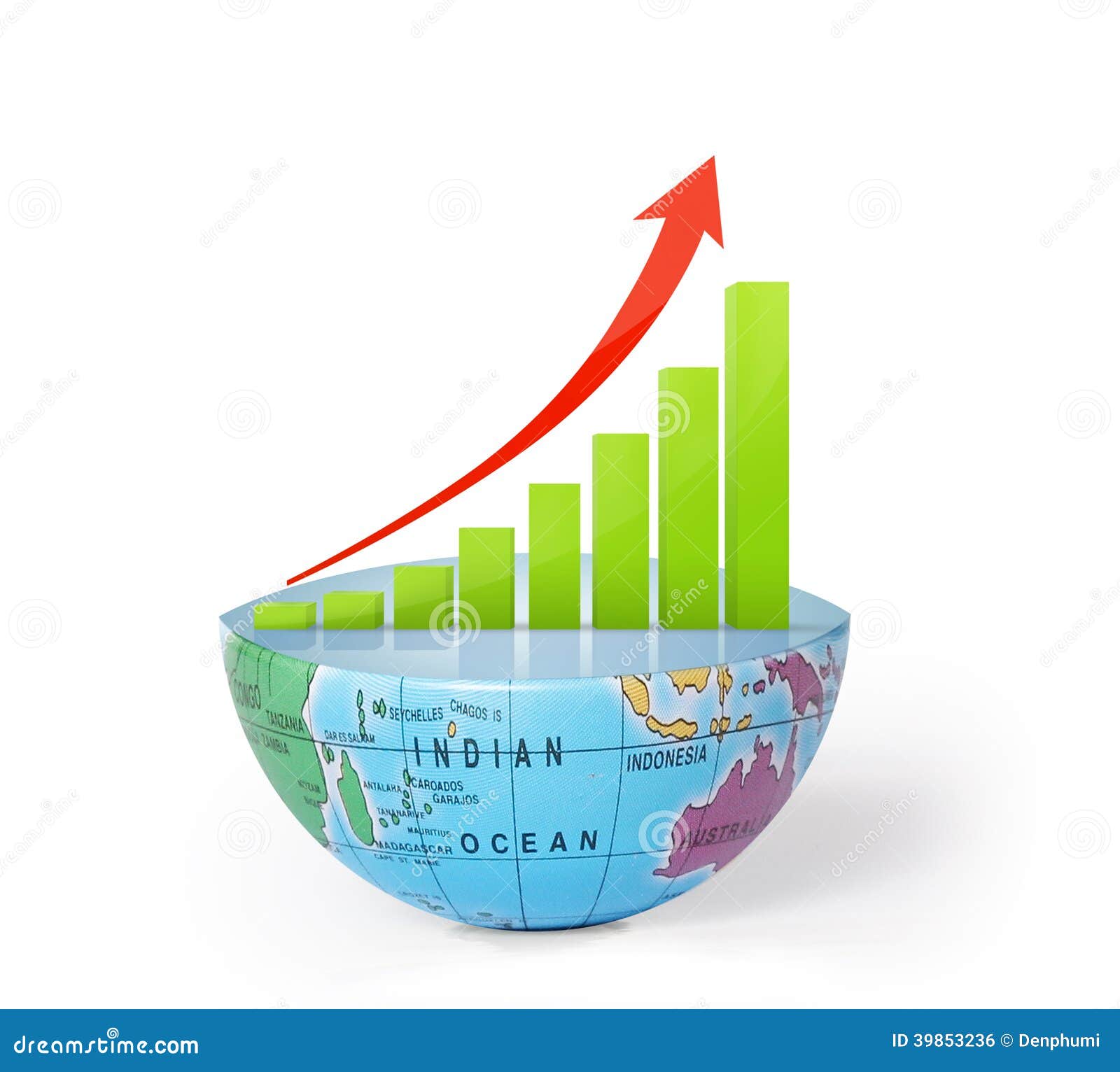 Global Inflation Or Deflation Concept, Red Arrow Graph And Brown Parcel ...