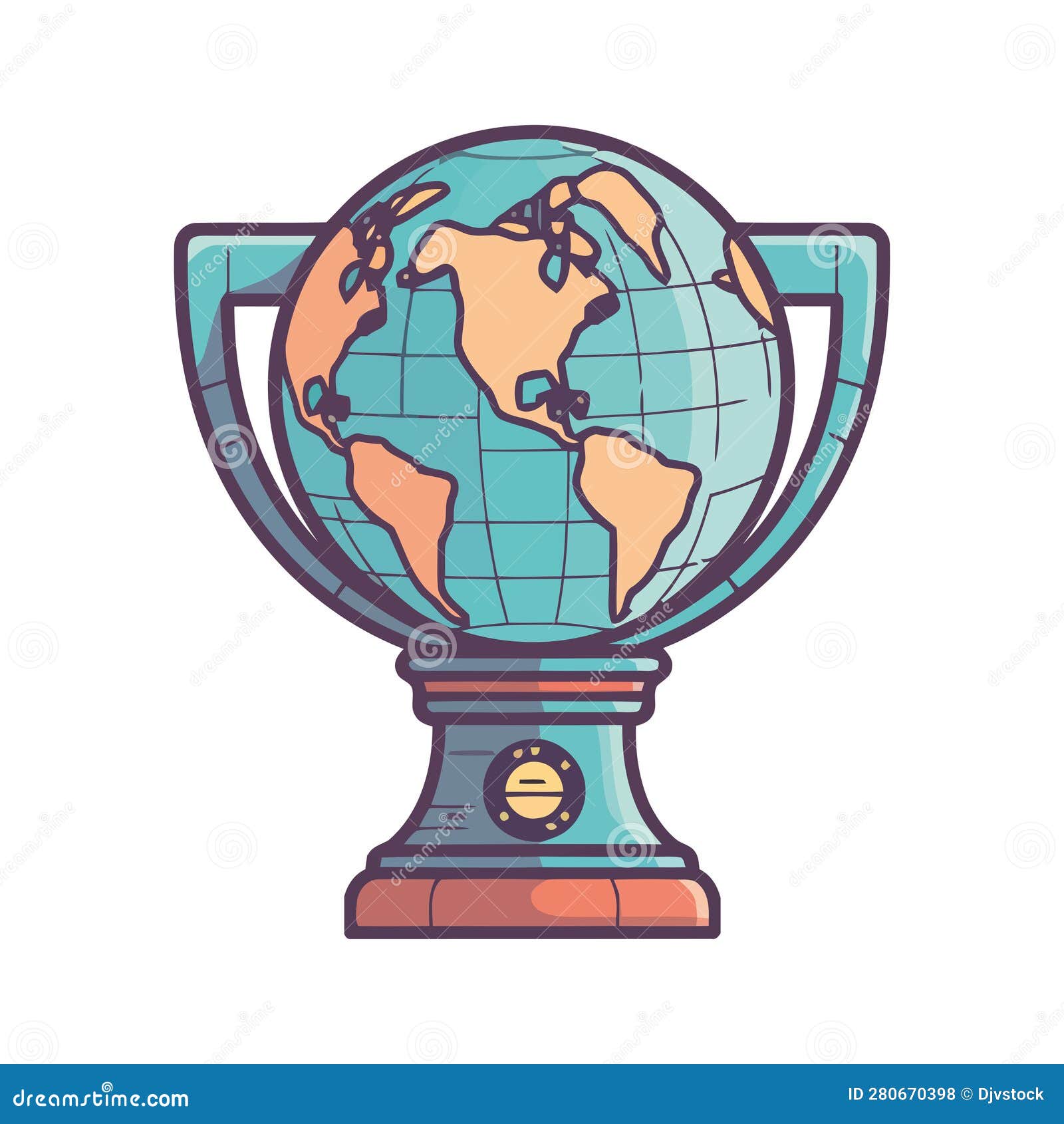 Global Success Symbolized by Trophy on Map Stock Vector - Illustration ...