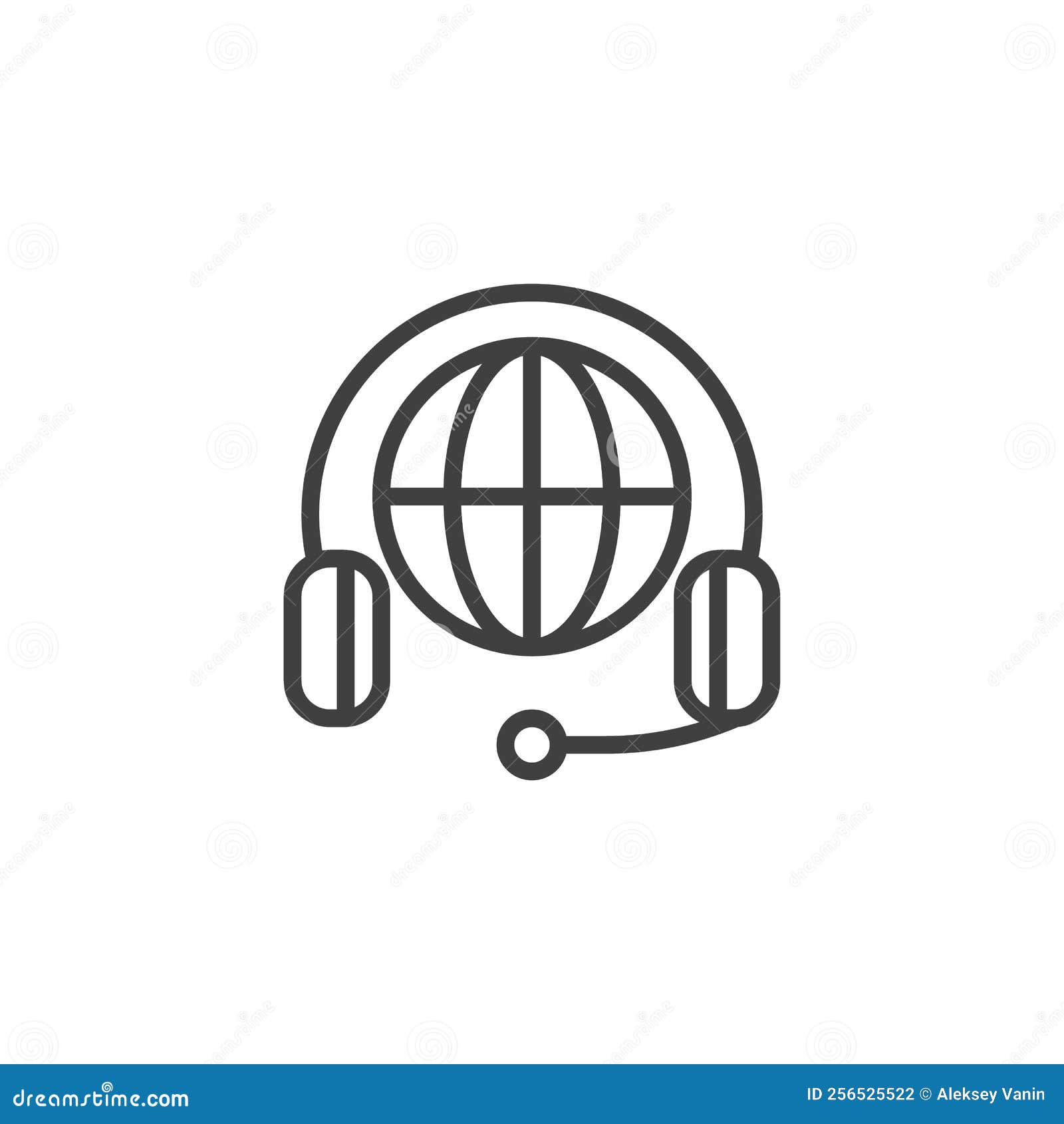 Global support line icon stock vector. Illustration of symbol - 256525522