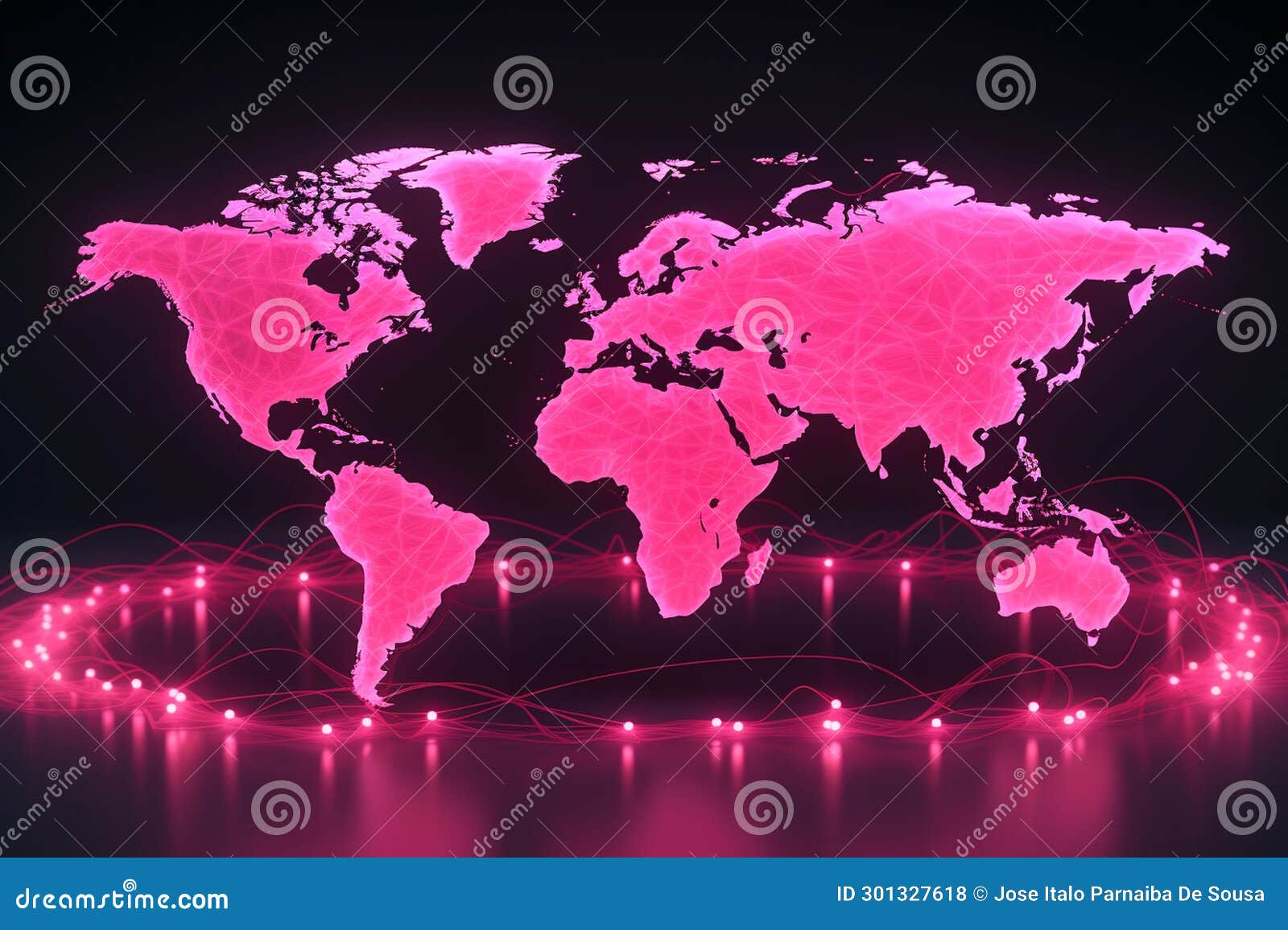 Global Support World Map Outlined by Stock Illustration - Illustration ...