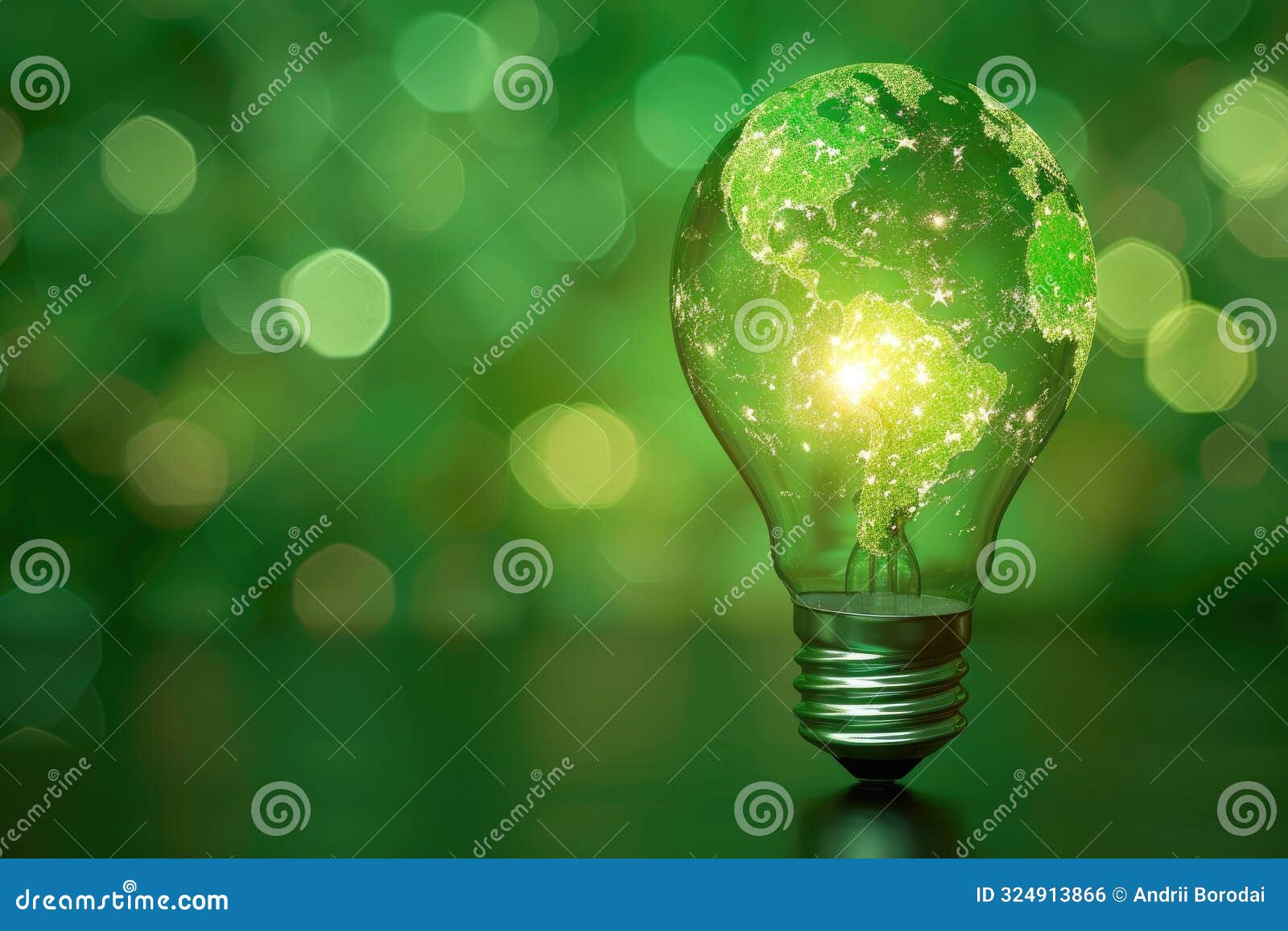 Global Sustainability: Symbolic Light Bulb Art. Stock Illustration ...