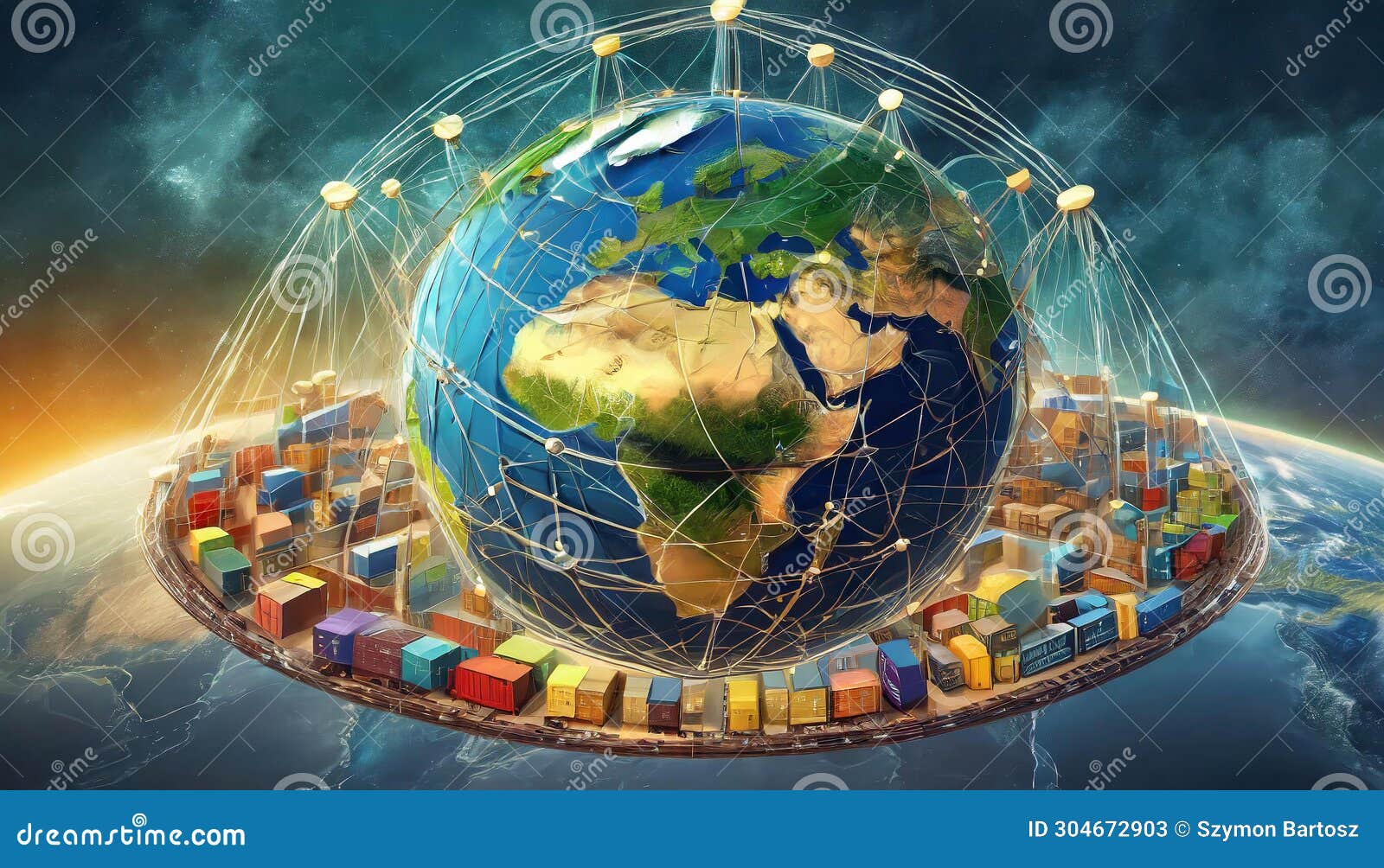 Global System of International Supply Chains. Generative AI Stock Image ...