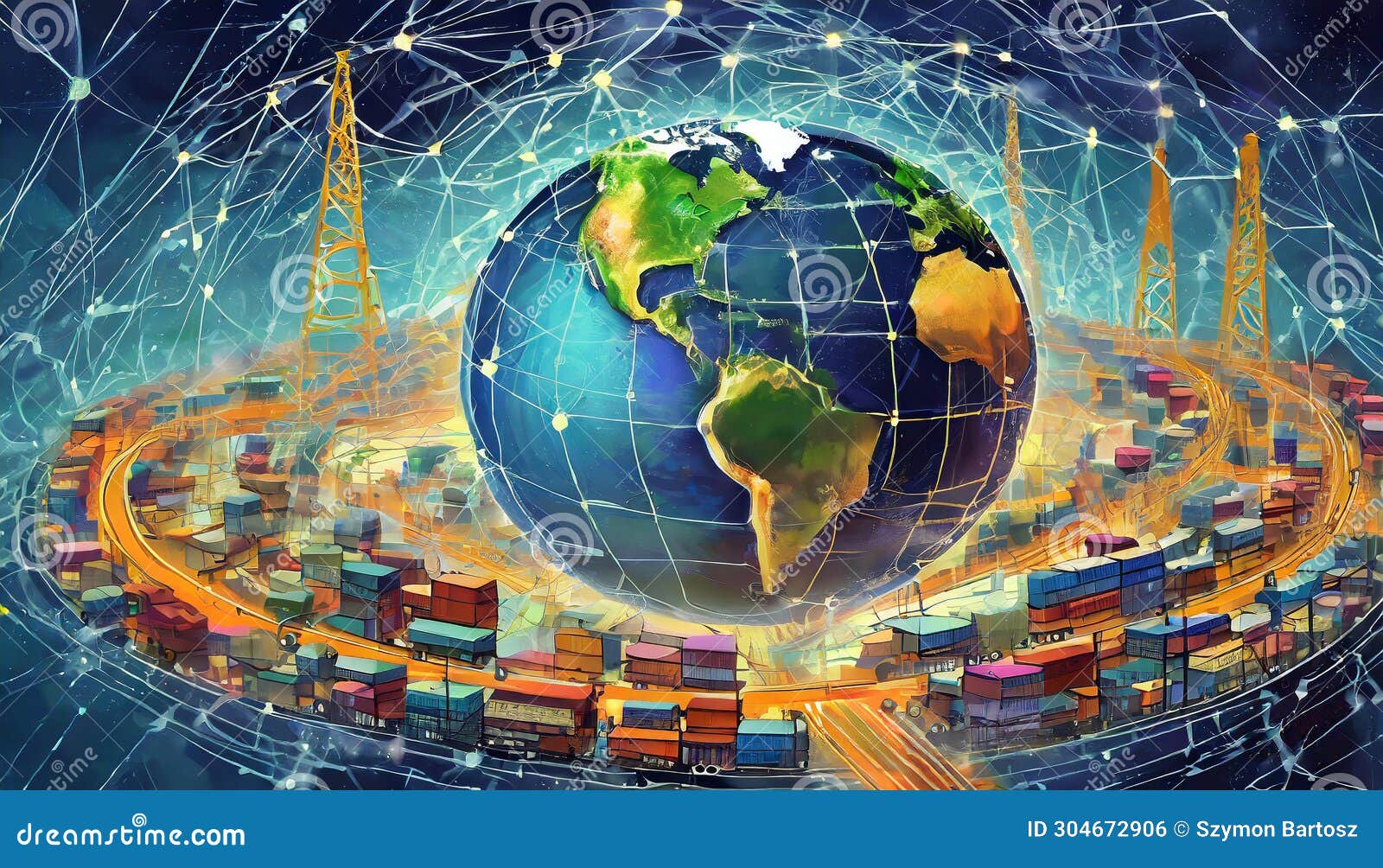 Global System of International Supply Chains. Generative AI Stock Photo ...