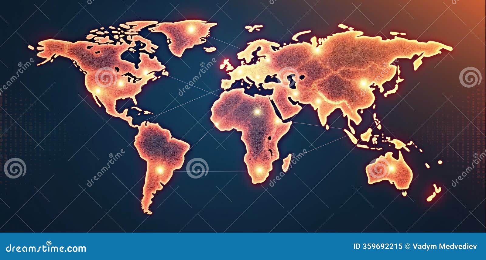 Global Tech Map Illustration Shows International Connectivity. World ...