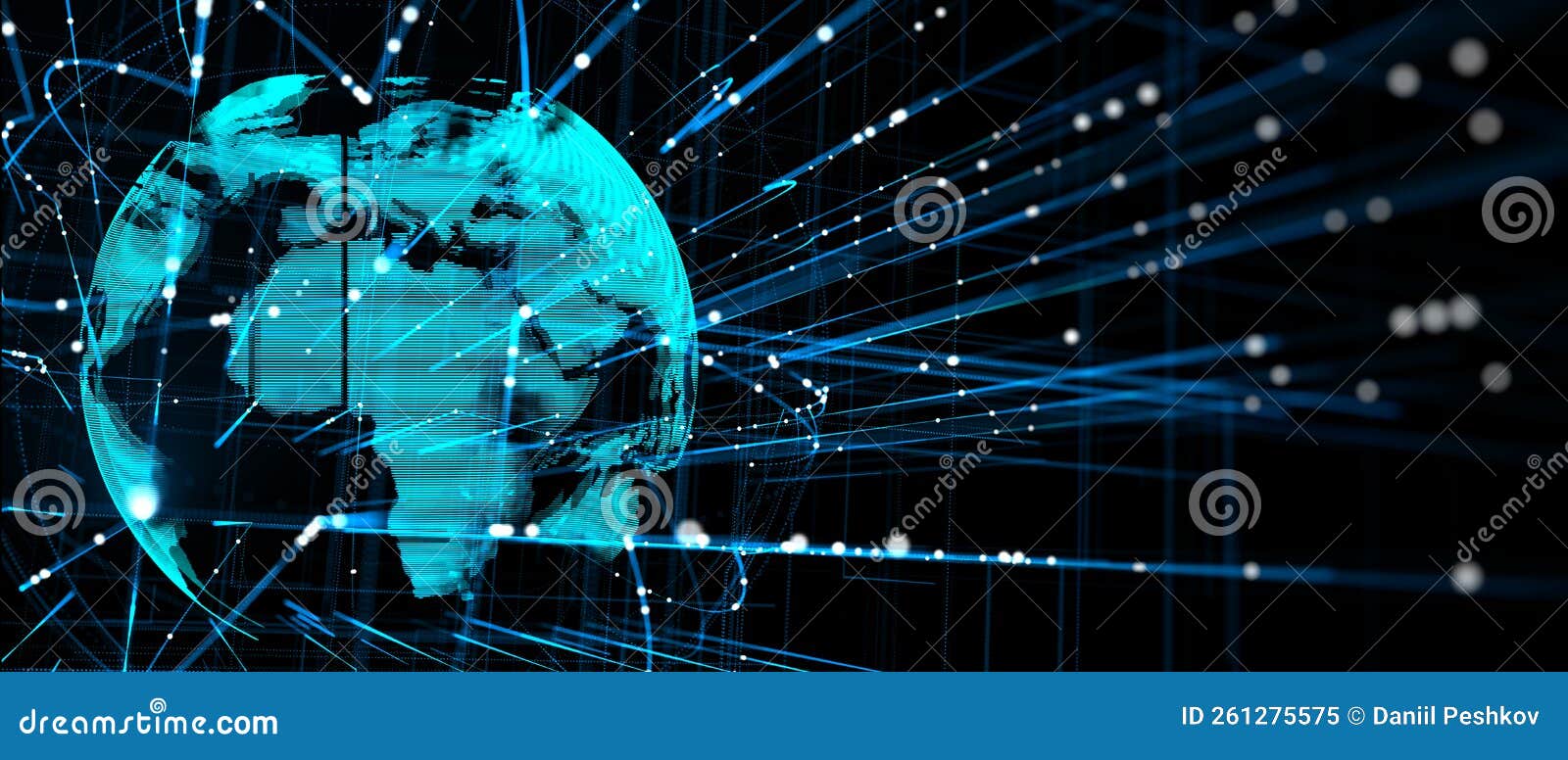 Global Technologies Concept with Glowing Digital World Map Globe on ...