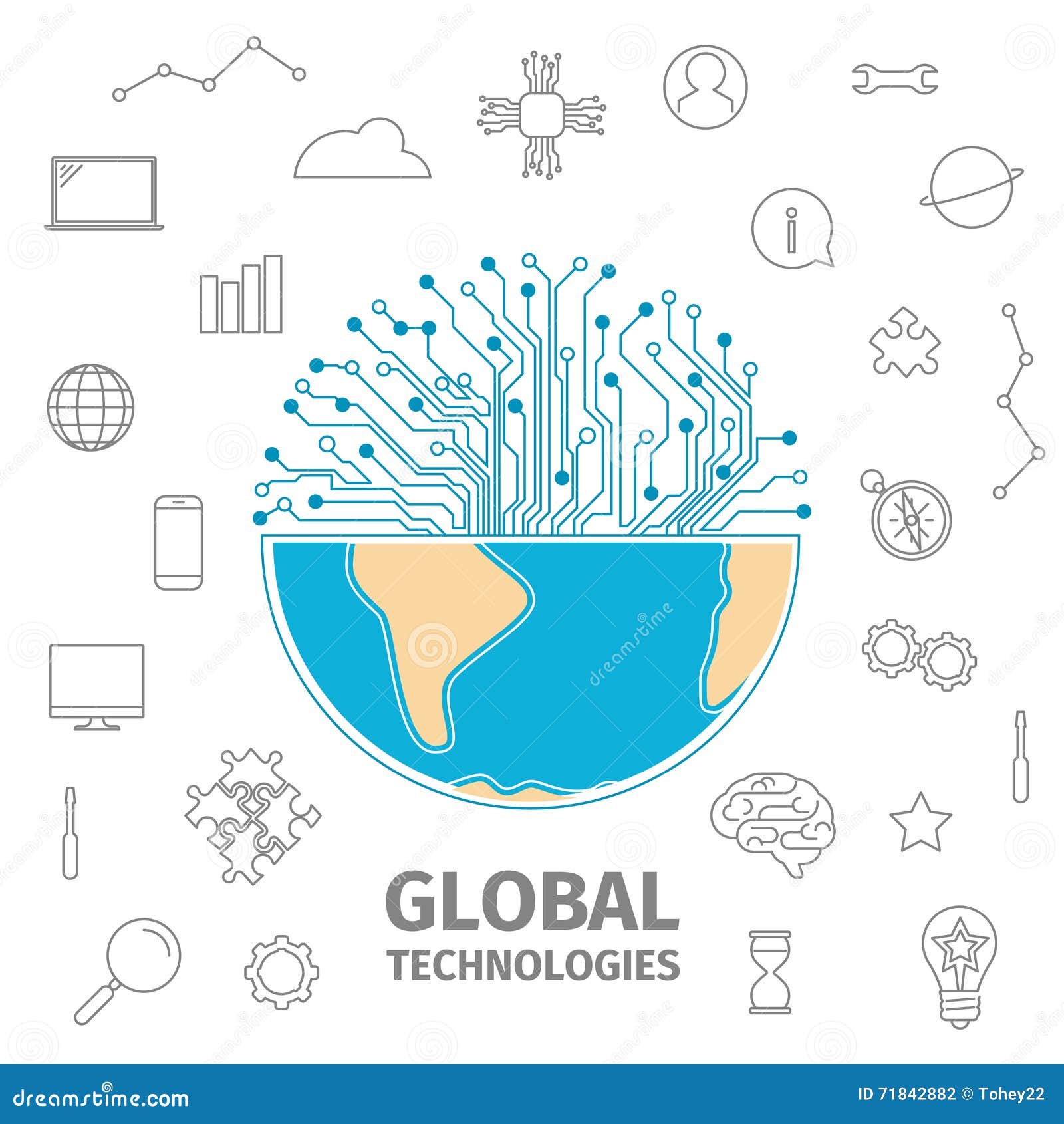 Global Technologies Concept Stock Vector - Illustration of connection ...
