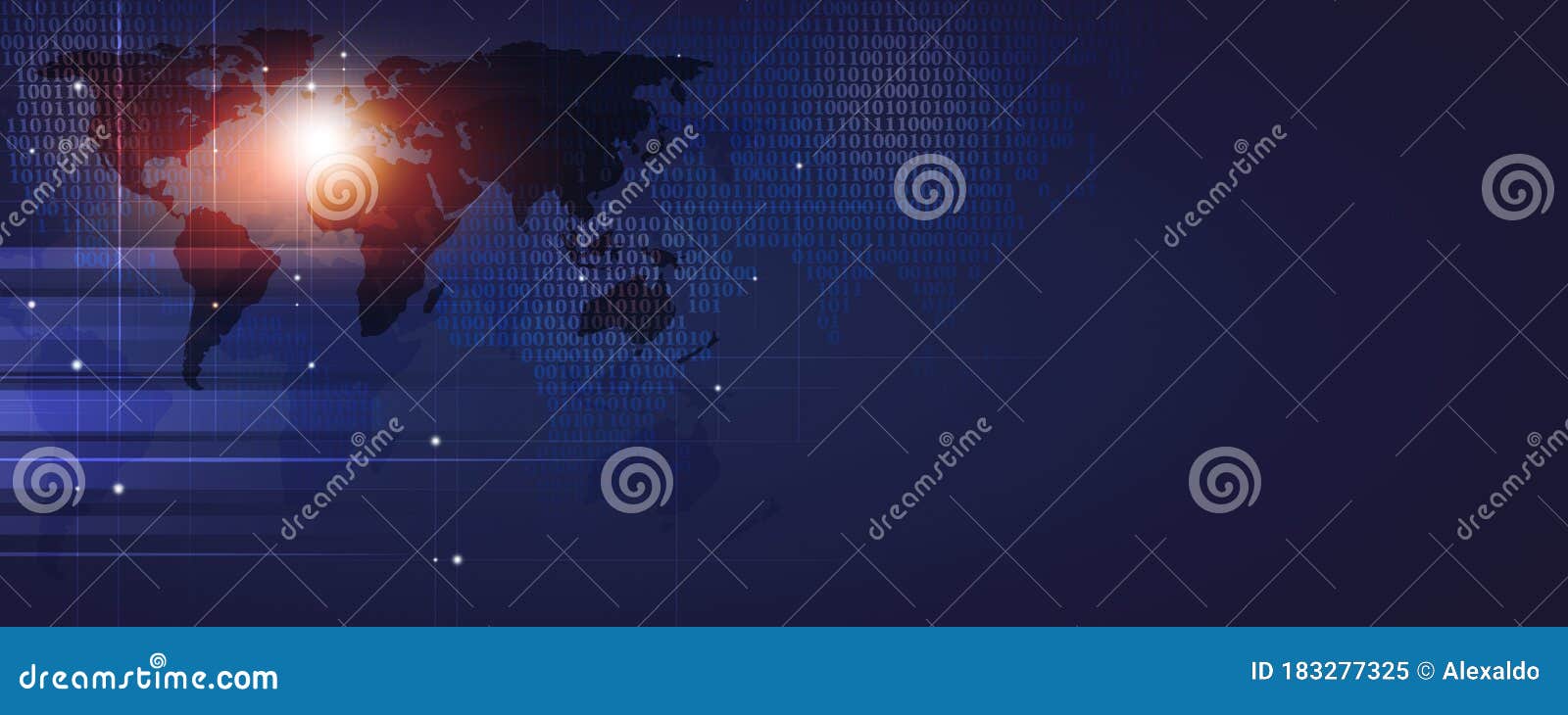 Global Technology Binary Code Banner Stock Illustration - Illustration ...