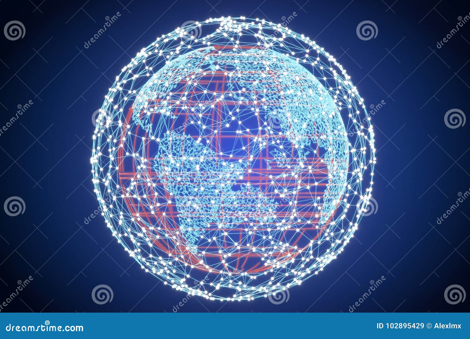 Global Technology Concept with Globe Earth, 3D Rendering Stock ...