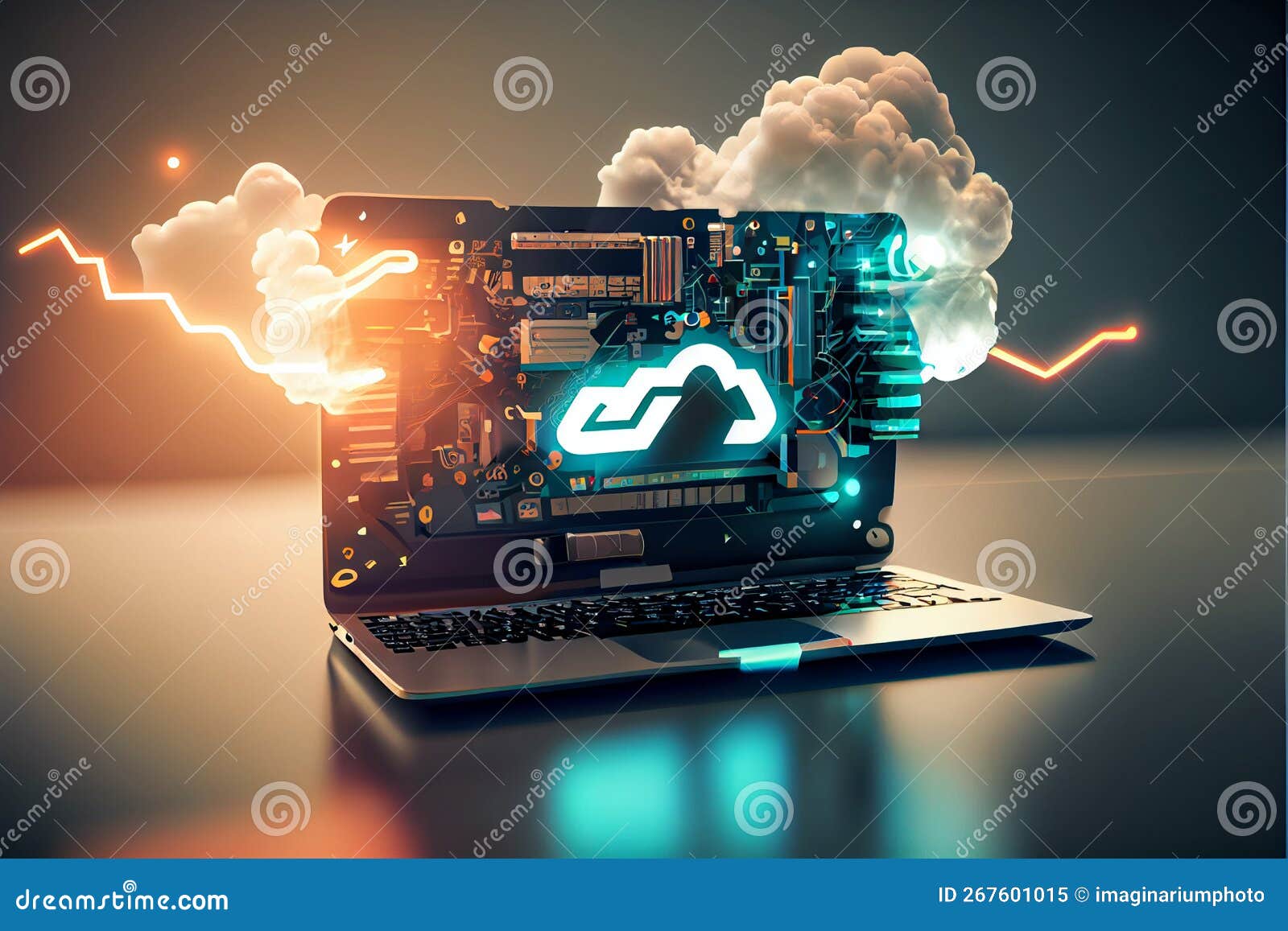 Global Technology and Digital Interface of Futuristic Laptop Computer ...
