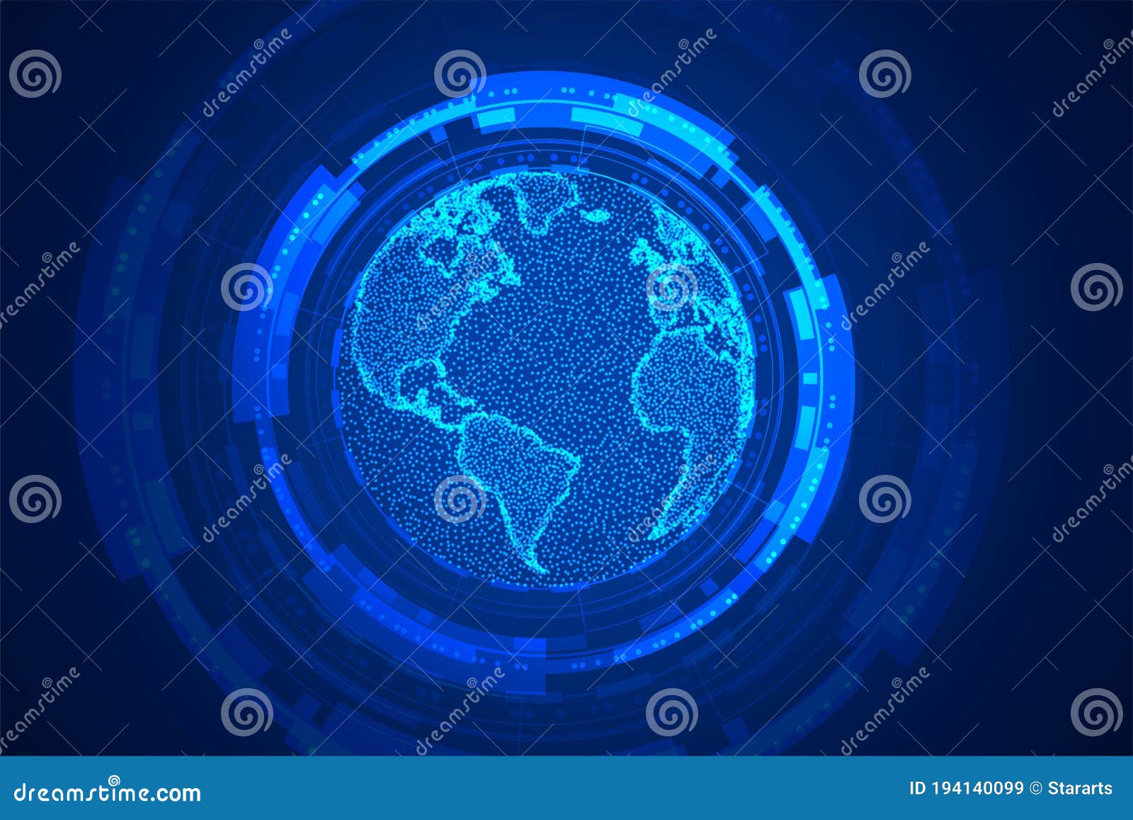 Global Technology Earth Concept Blue Background Design Stock Vector ...