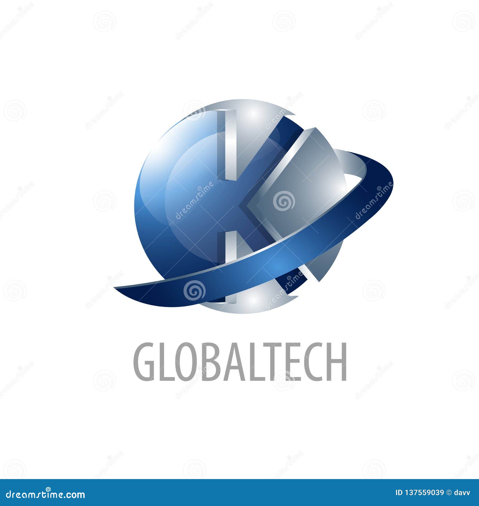 Global Technology. Initial Letter K Logo Concept Design. 3D Sphere ...