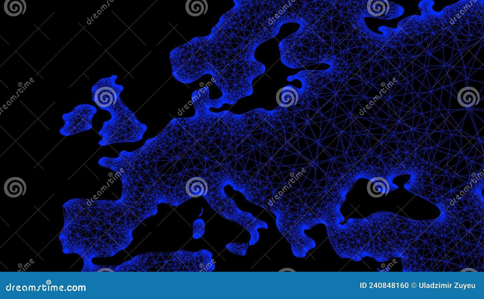 Global Technology Map 3d. Neon Digital Map of the Europe with Computer ...