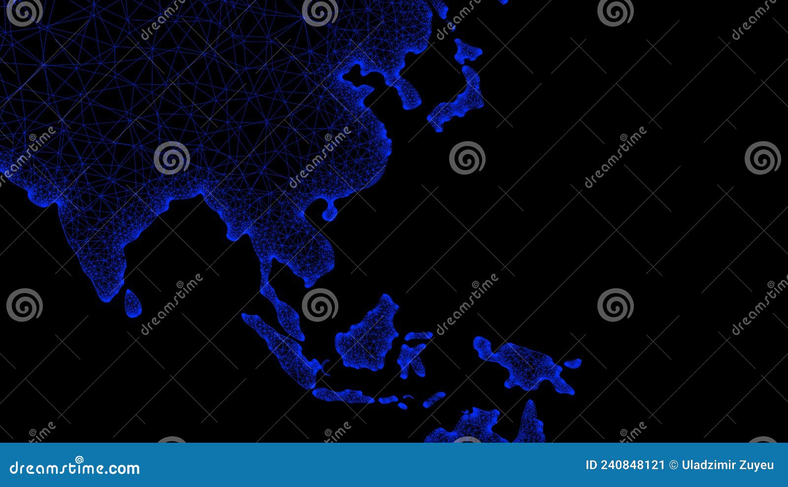 Global Technology Map 3d. Neon Digital Map of Asia with Computer ...