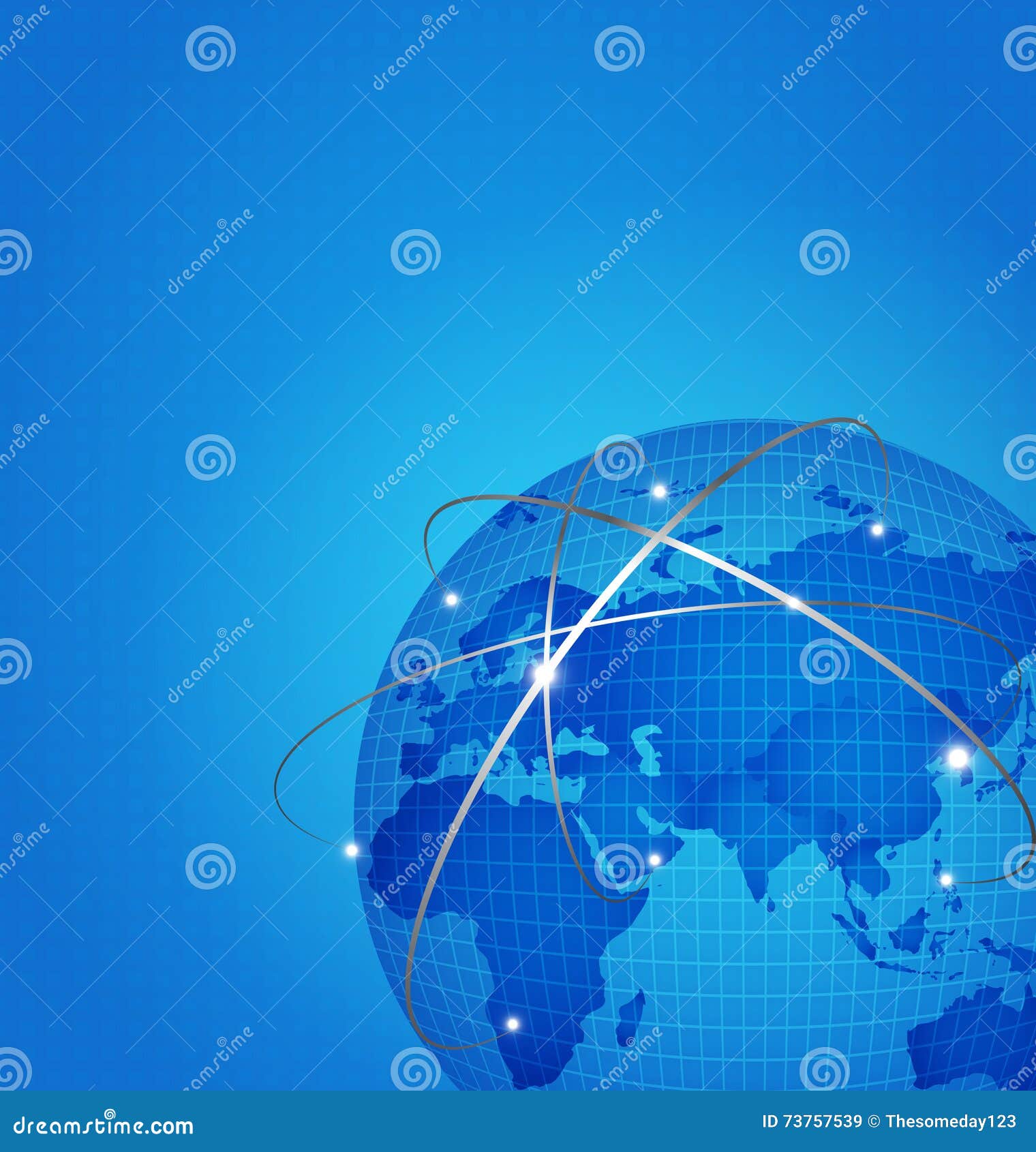 Global Technology Network with Dot Digital World Map, Vector Ill Stock ...