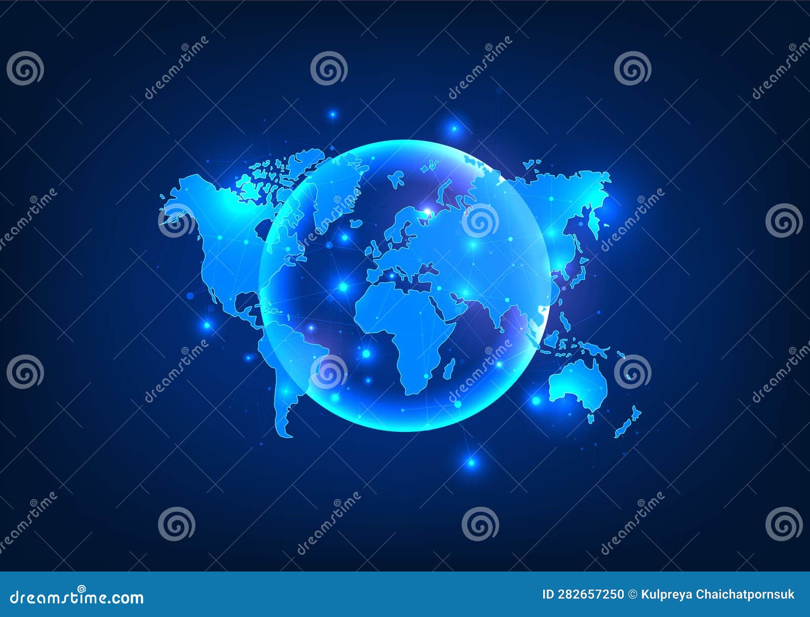 Global Technology Network with a World Map, Connecting Diverse Regions ...