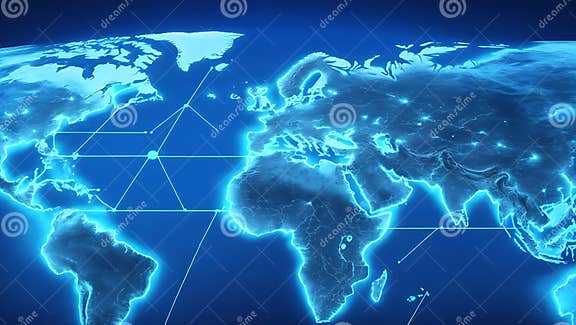 Global Technology Network with a World Map Ai Generated Stock ...