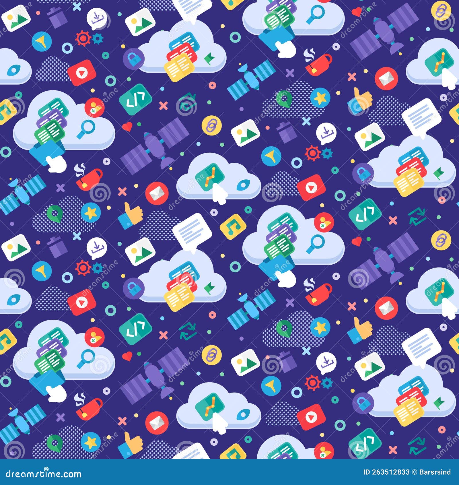 Global Technology Seamless Pattern Wallpaper Template Vector Stock ...