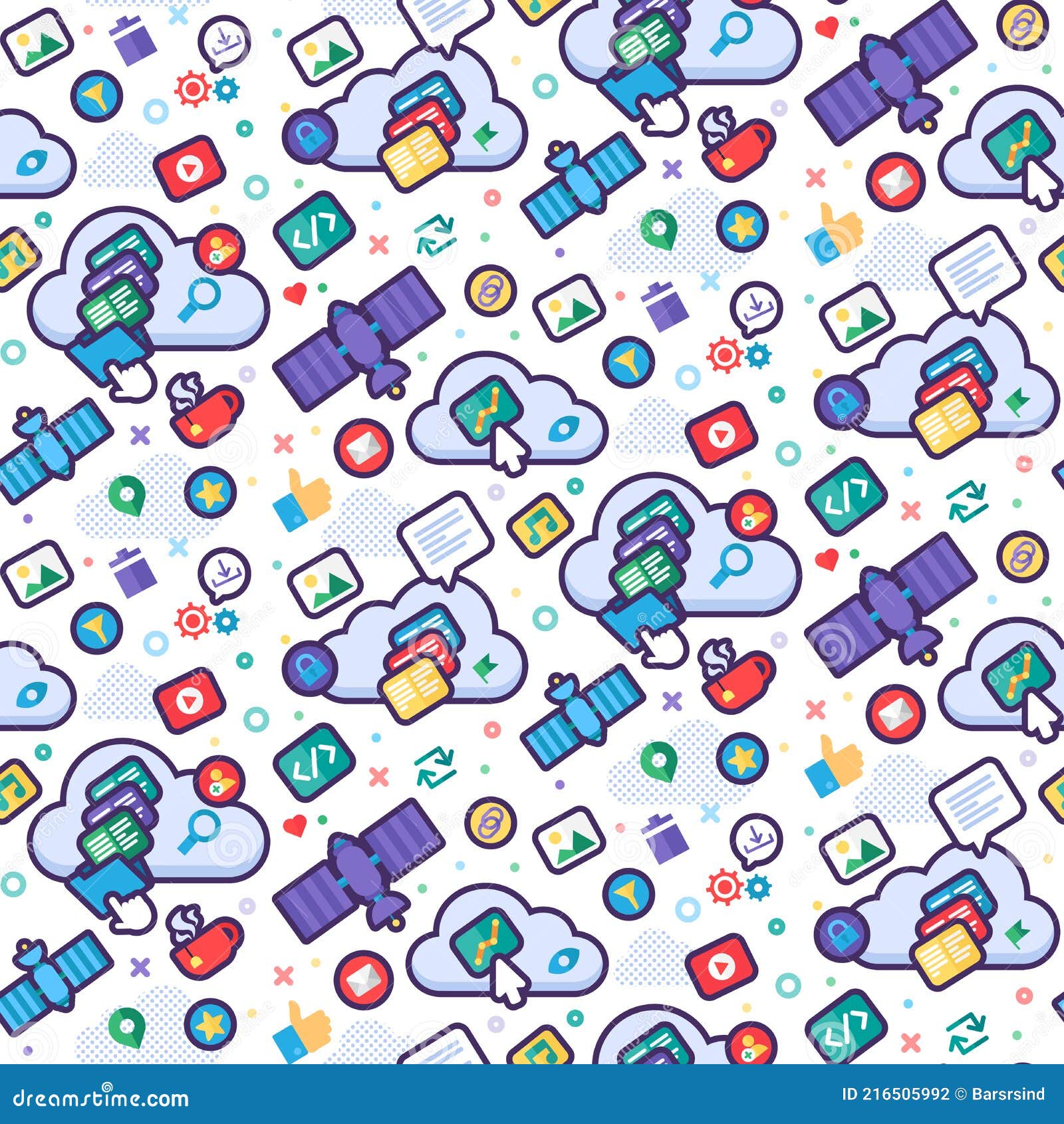 Global Technology Seamless Pattern Wallpaper Template Vector Stock ...