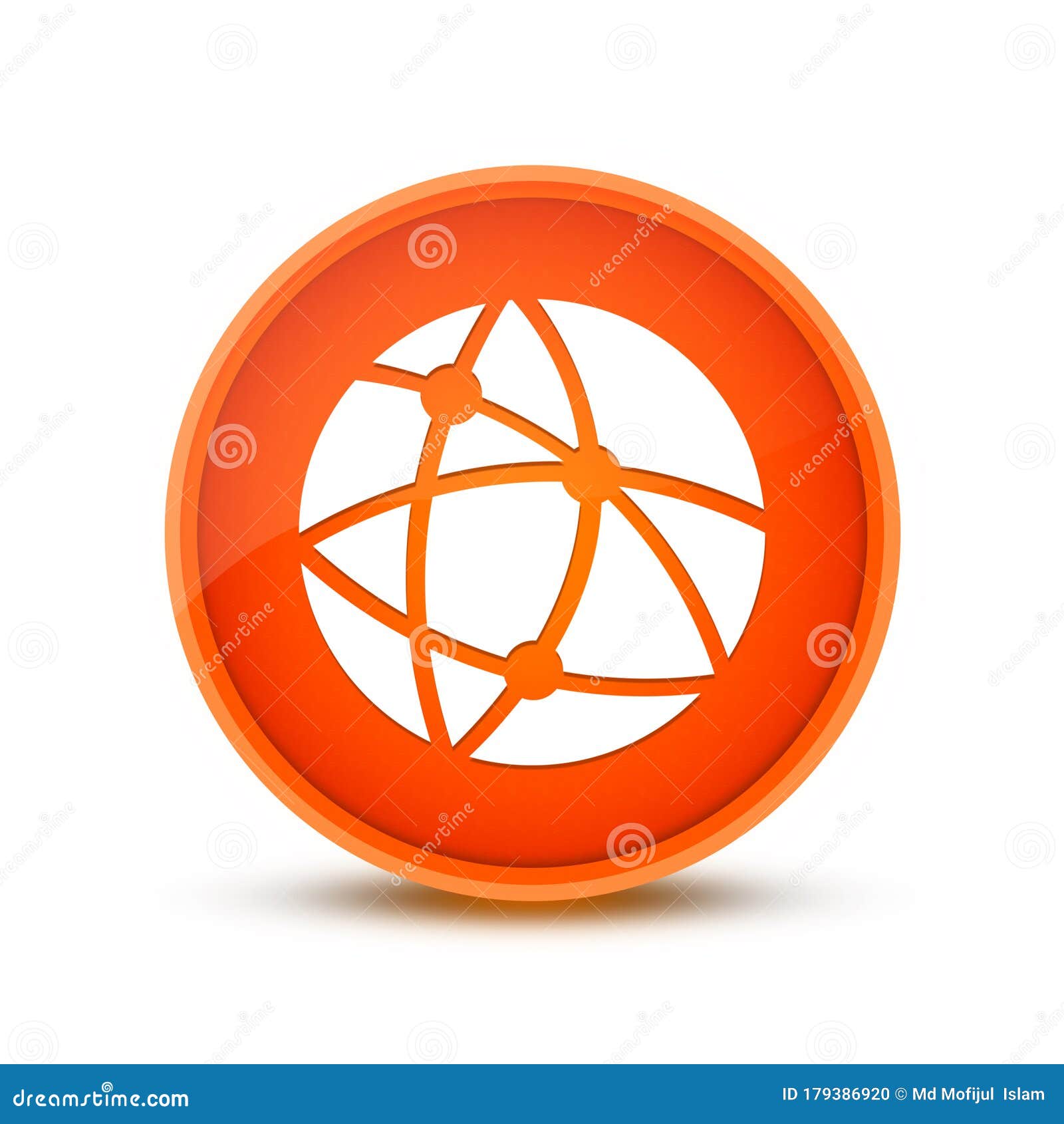Global Technology or Social Network Icon Isolated on Orange Round ... Global Technology or Social Network Icon Isolated on Orange Round ...