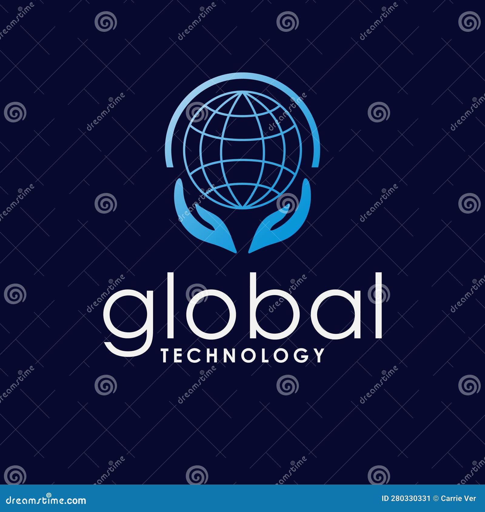 Global Technology Vector Logo Design. Globe and Hands Symbol Logotype ...