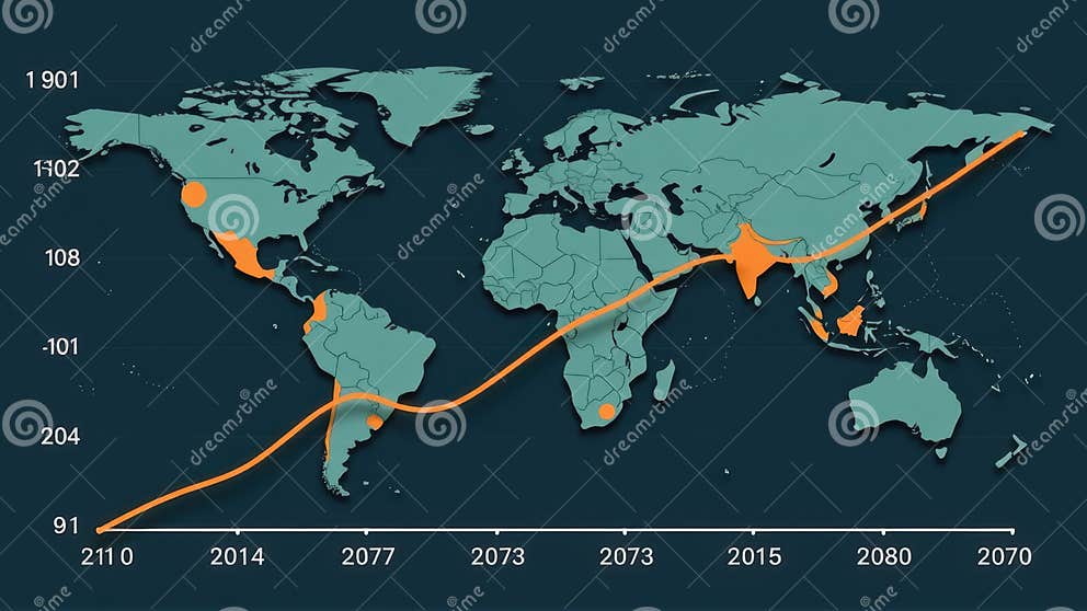 Global Temperature Rise Projection Timeline Map Stock Illustration ...