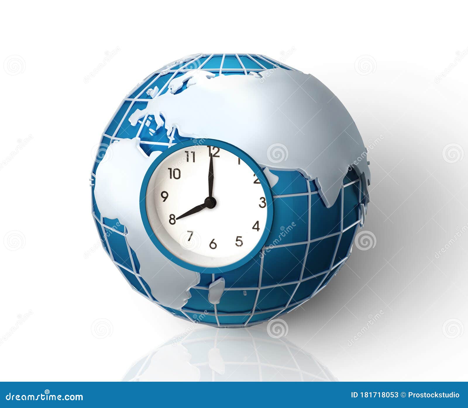 Global Time Concept. Collage of Planet Earth with Clockface Inside of ...