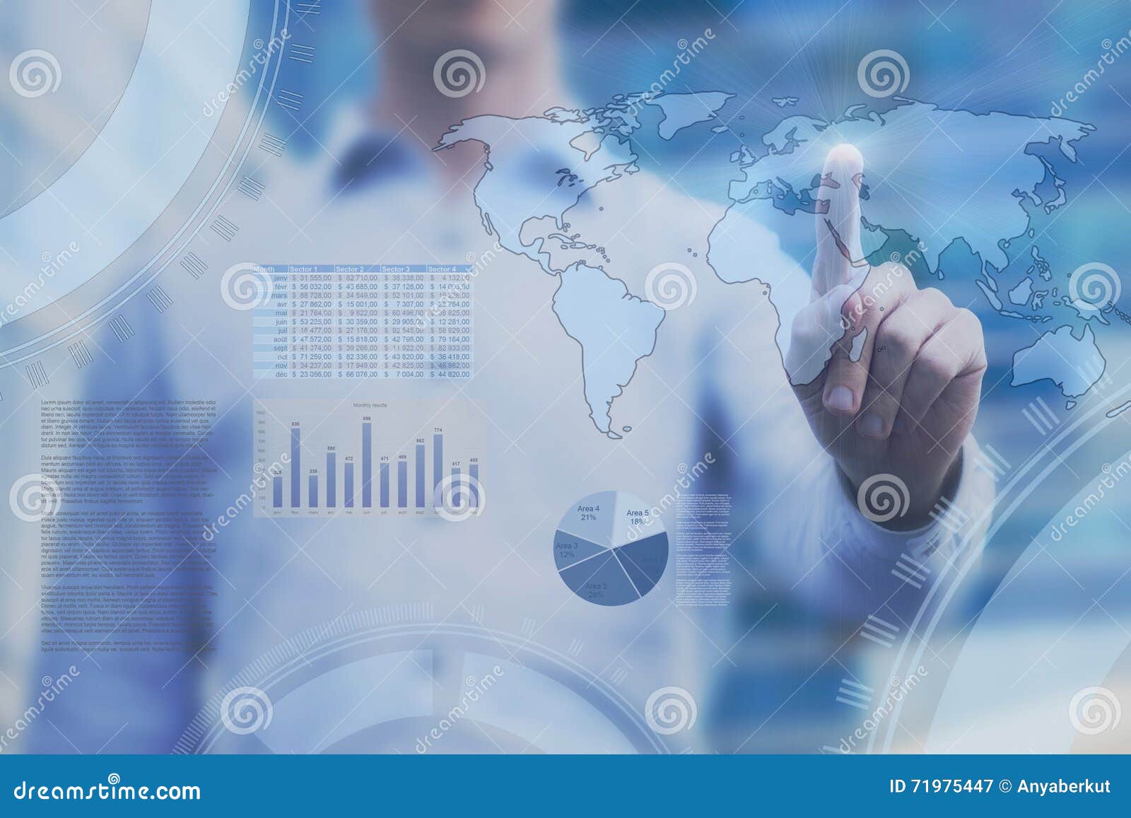 Global Trading Concept With Digital Tablet On Hand With Digital World ...