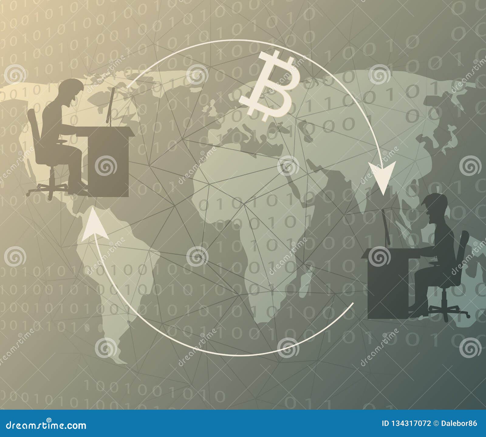 Global Transactions with Bitcoin Stock Vector - Illustration of trading ...